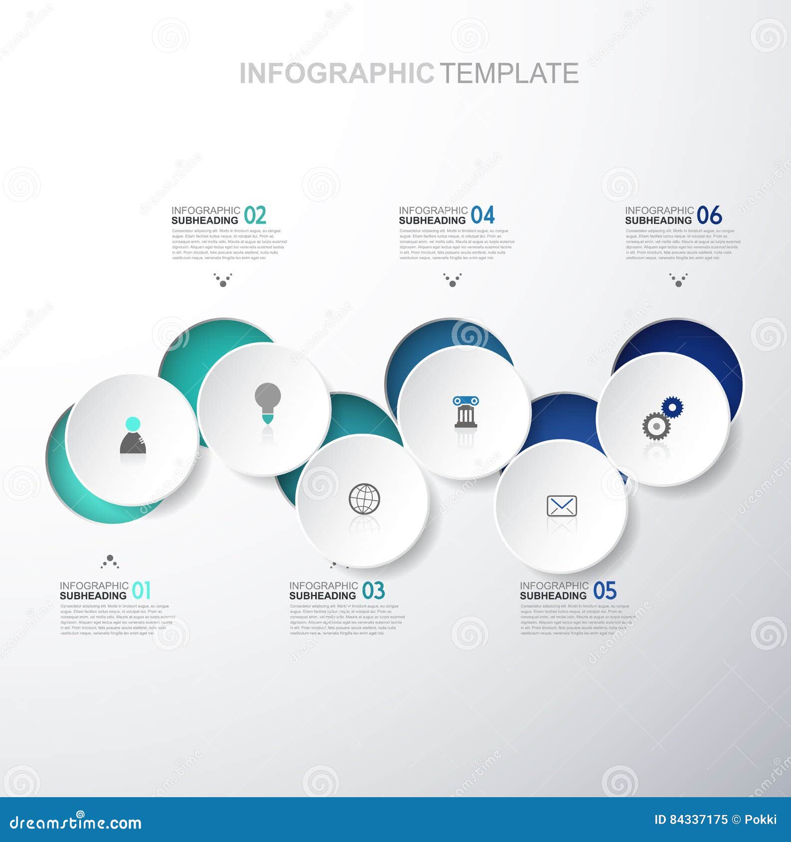 Infographic Template with Six Circles and Icons Stock Vector ...
