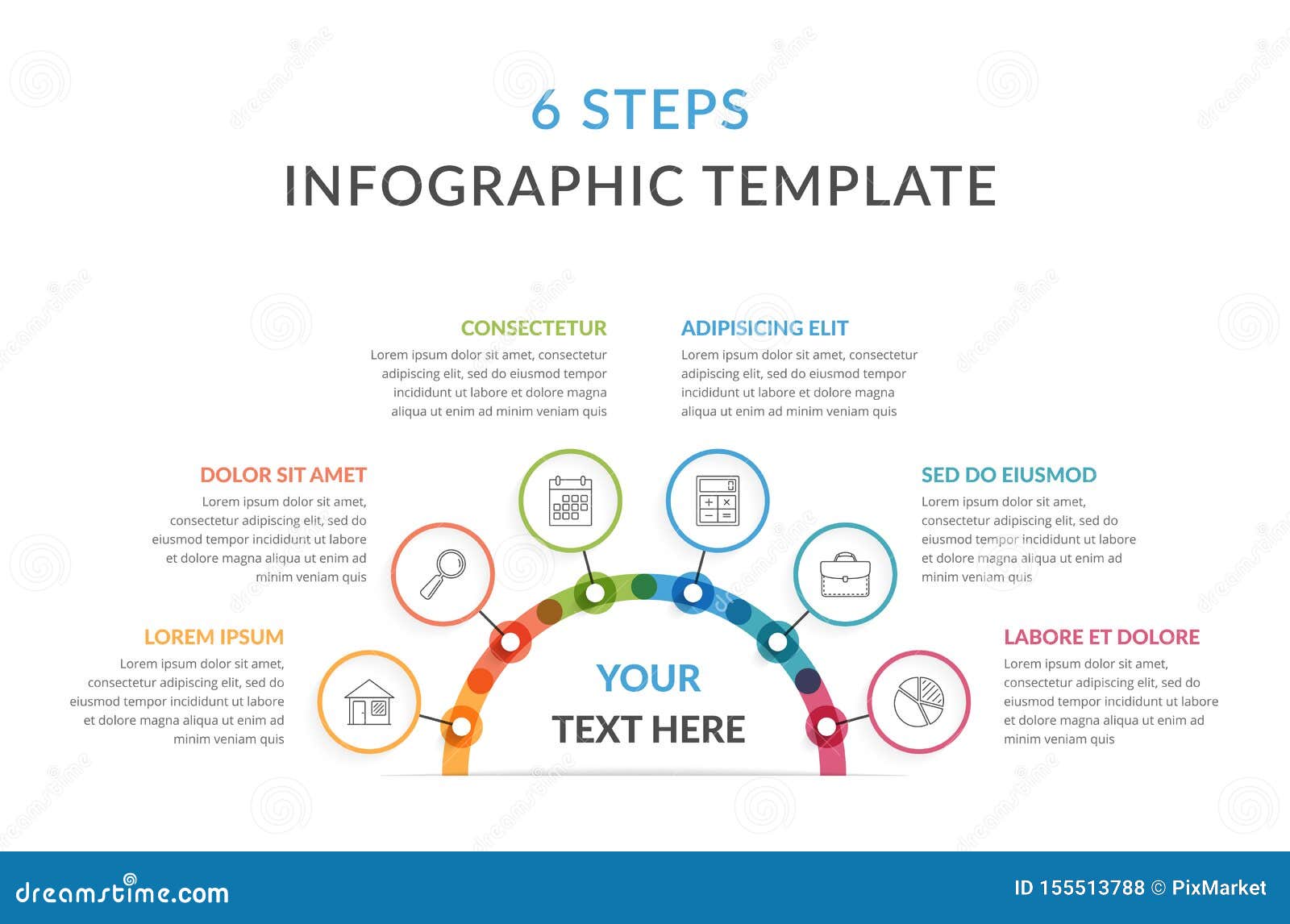 Infographic Template with Six Elements Stock Vector - Illustration of ...