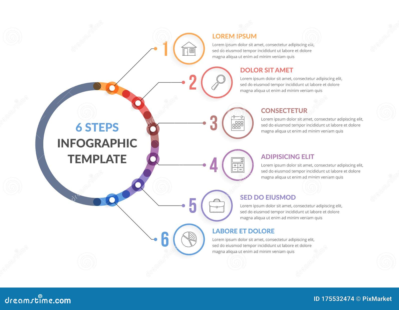 Infographic Template with Six Elements Stock Vector - Illustration of ...