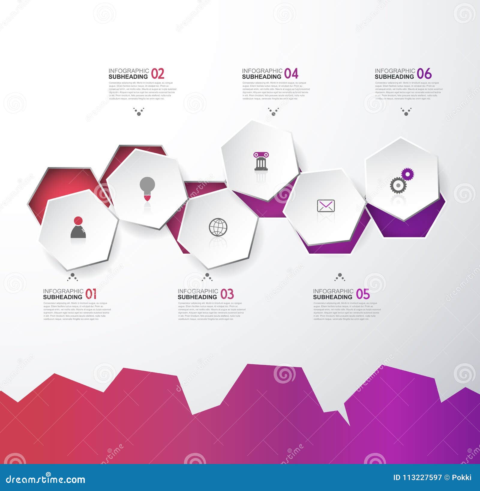 Infographic Template With Six Hexagons And Icons - Light Version ... Infographic Template With Six Hexagons And Icons - Light Version ...