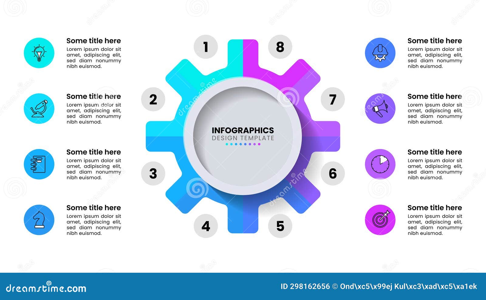 Infographic Template. a Split Gear with 8 Steps Stock Illustration ...