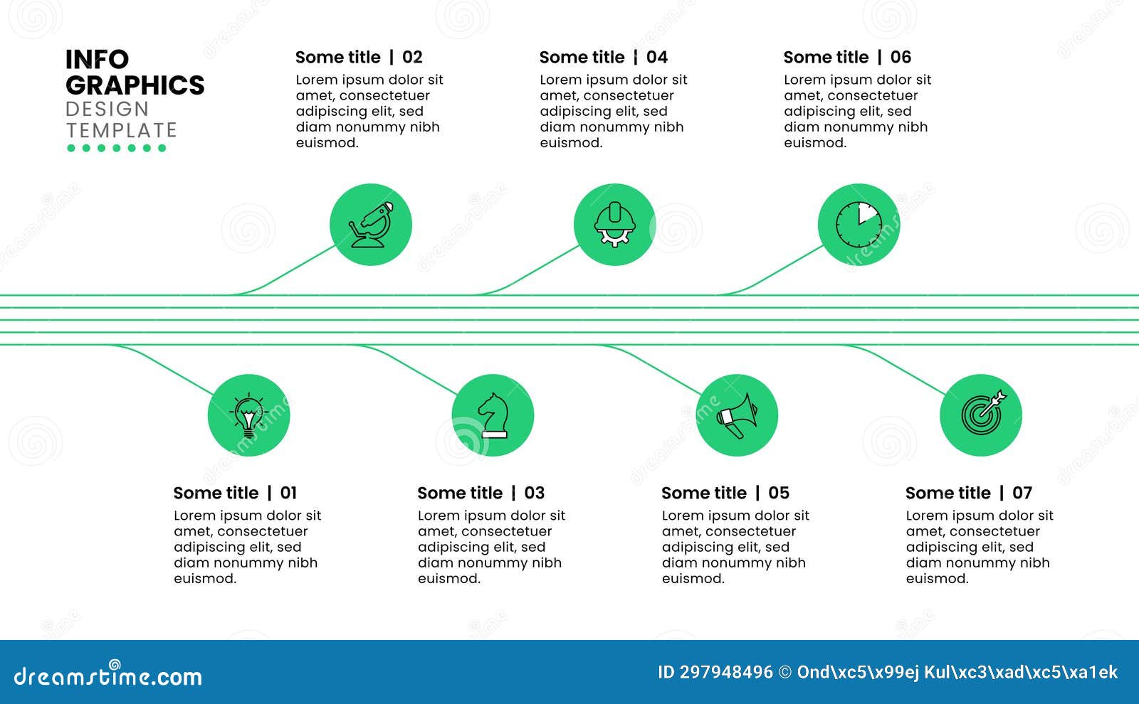 Infographic Template. Splitting Line with 7 Steps Stock Illustration ...