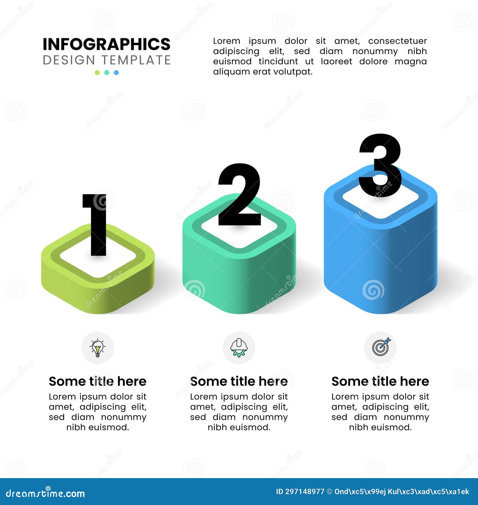 Infographic Template. 3 Square Columns with Numbers Stock Vector ...