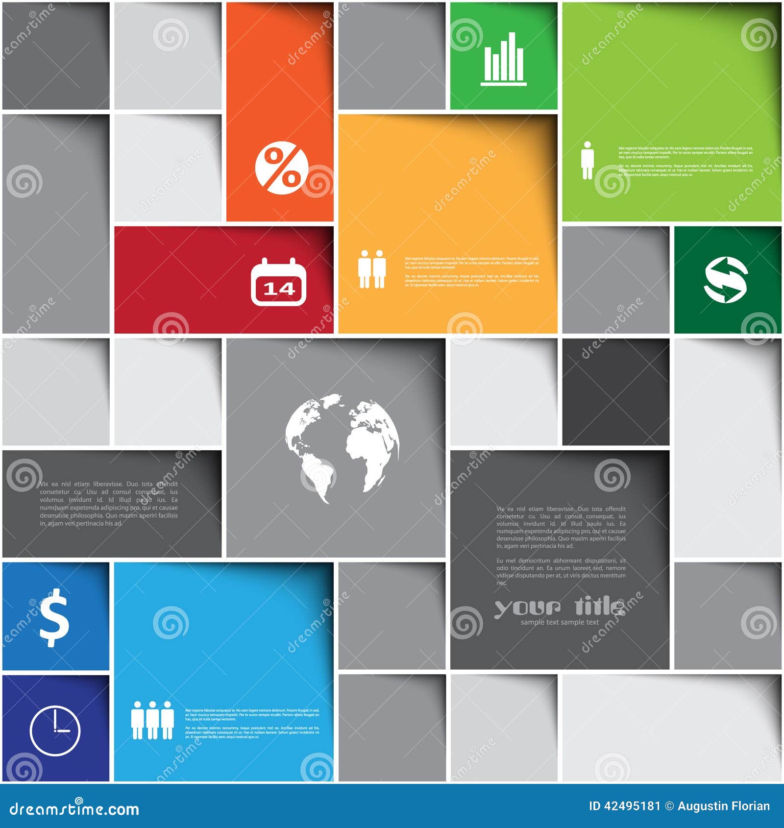 Infographic Template with Squares Stock Vector - Illustration of ...