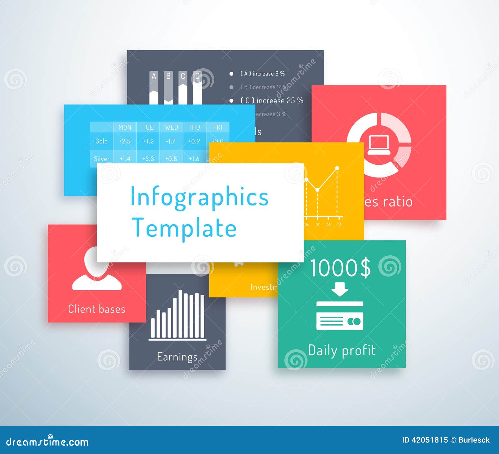 Infographic Template with Squares Stock Vector - Illustration of ...
