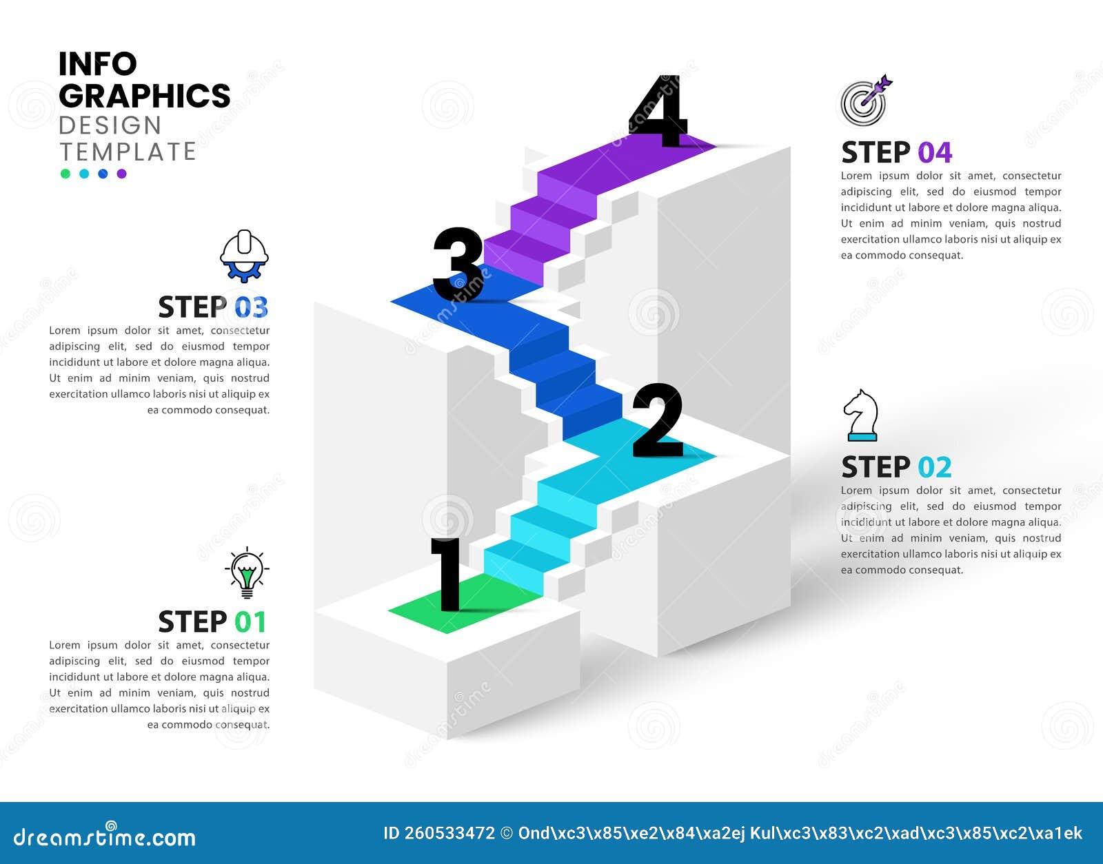 Infographic Template. Staircase with 4 Steps and Icons Stock Vector ...