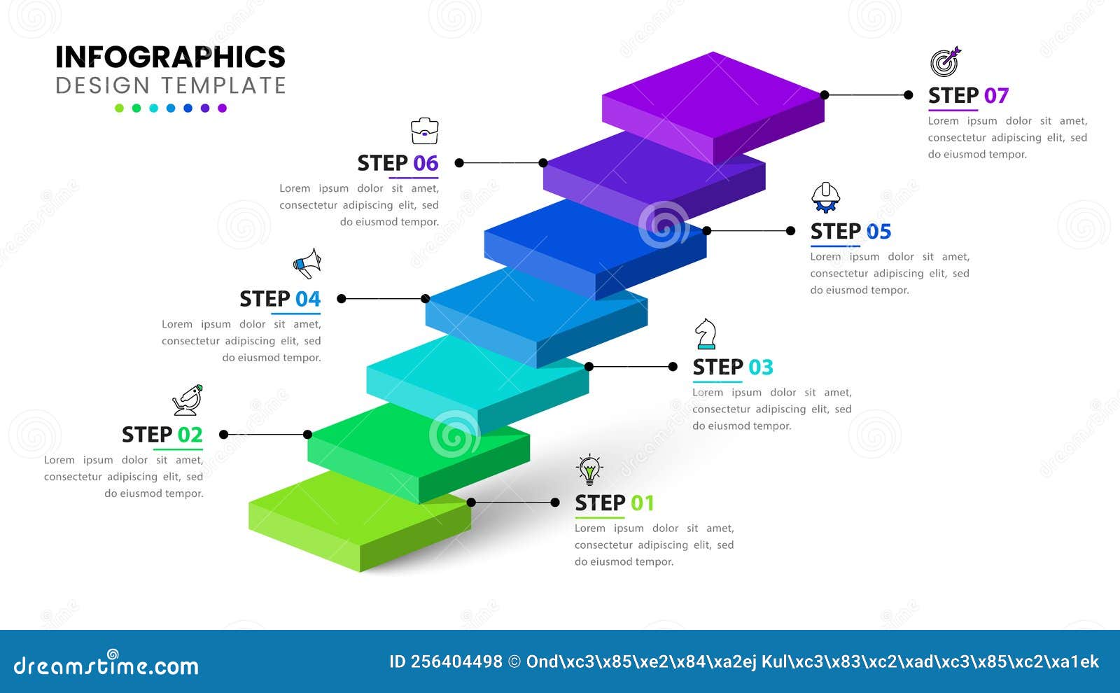 Infographic Template. Staircase with 7 Steps and Text Stock Vector ...