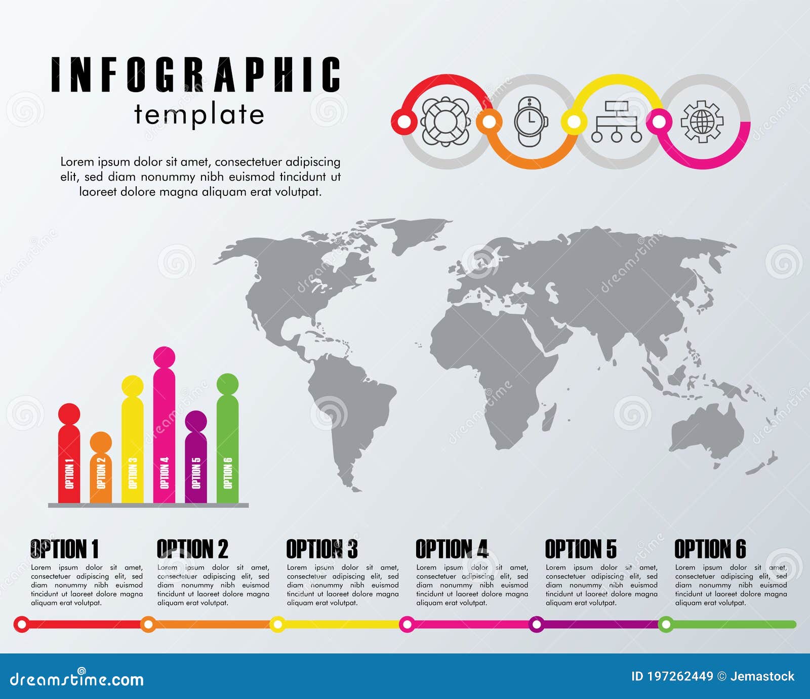 Infographic Template Statistics with Earth Planet Maps Stock Vector ...