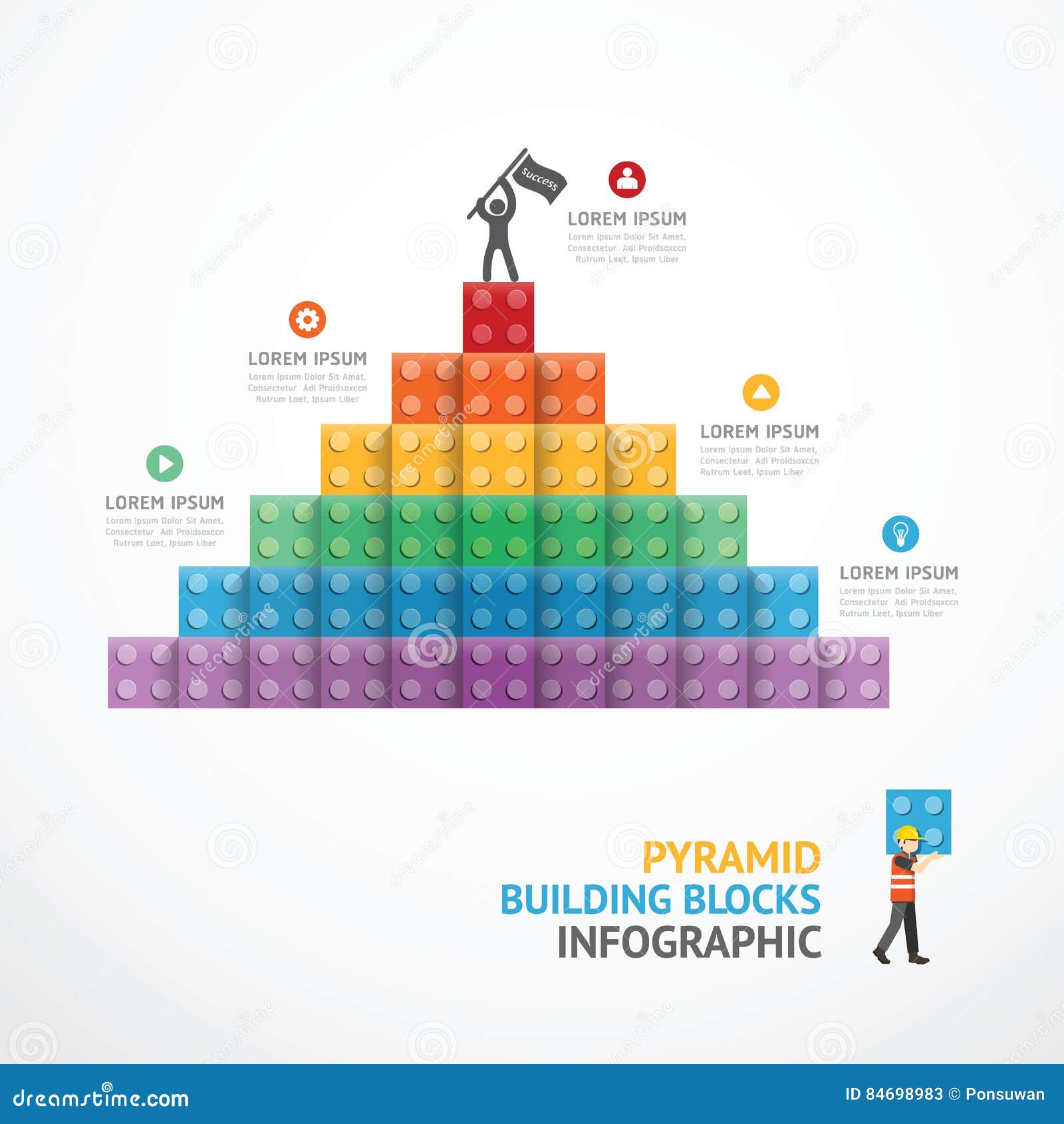 Infographic Template Step Building Pyramid Blocks. Stock Vector ...
