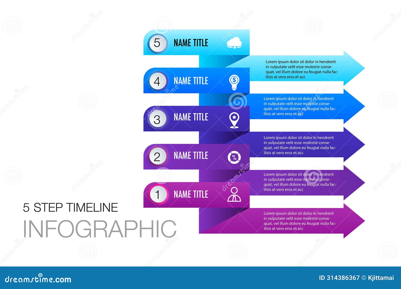 Infographic Template 5 Step for Business Direction, Stock Image - Image ...