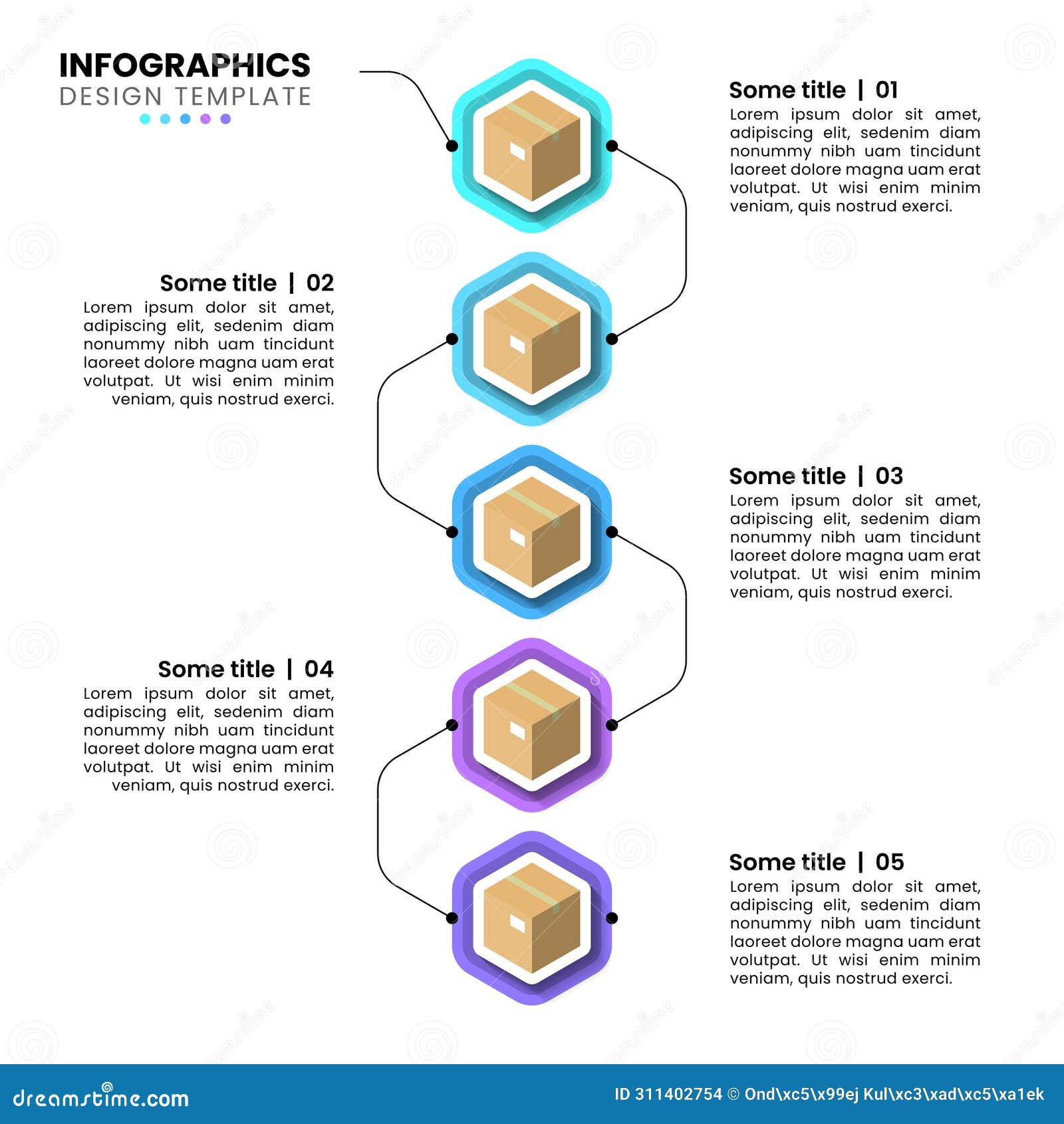 Infographic Template. 5 Step Shipping System with Hexagons Stock Vector ...
