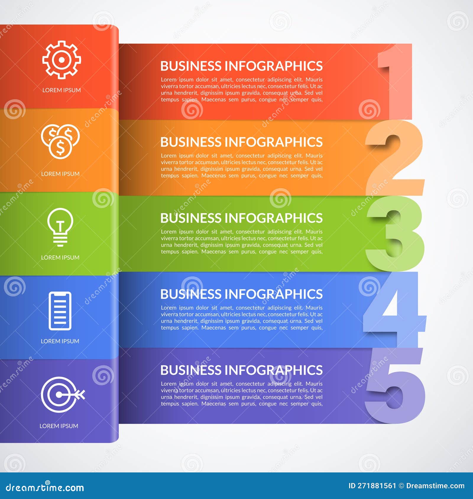 Infographic Template with 5 Steps. Can Be Used for Web Design, Diagram ...