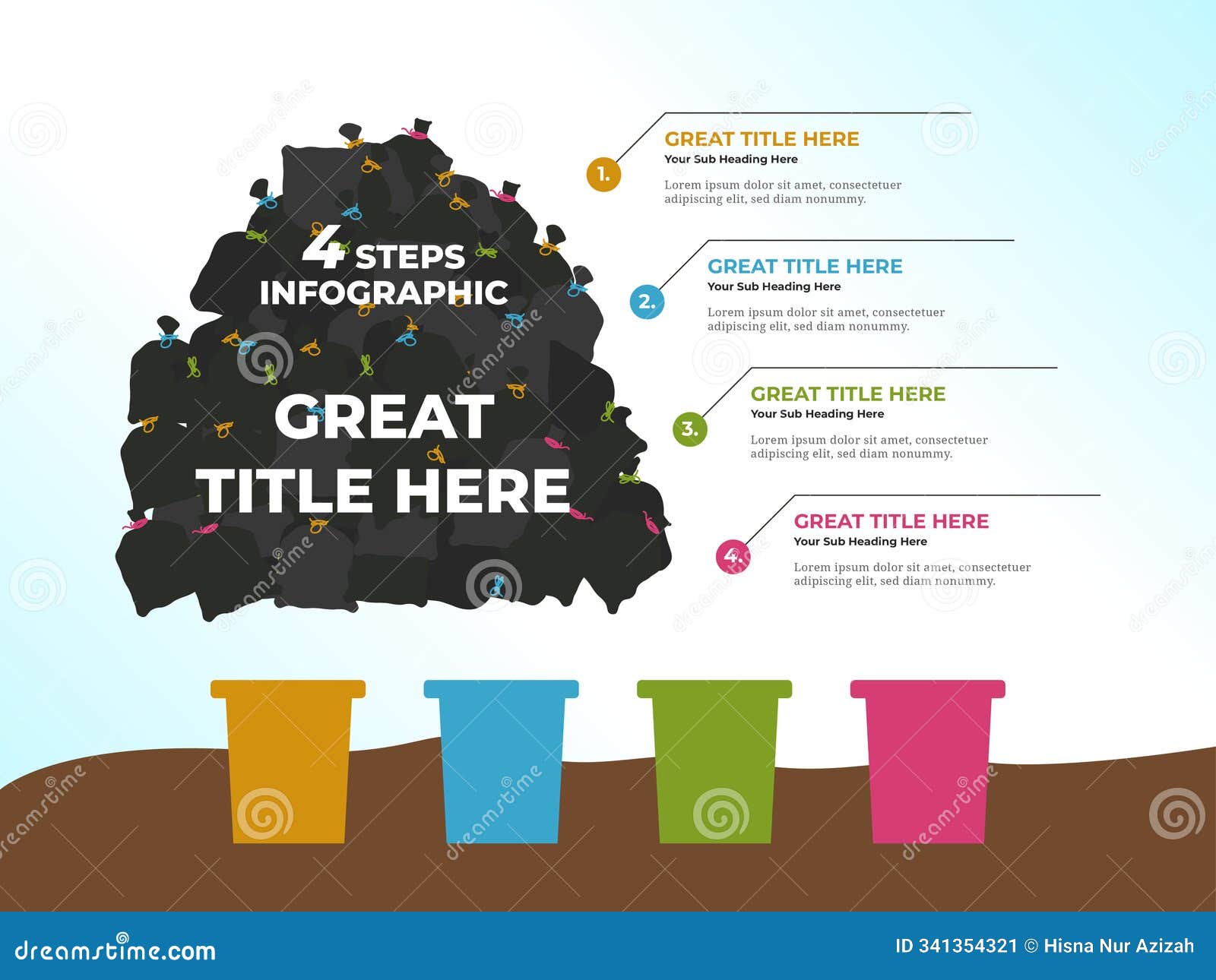 Infographic Template with 4 Steps of Clean Environment Concept Stock ...