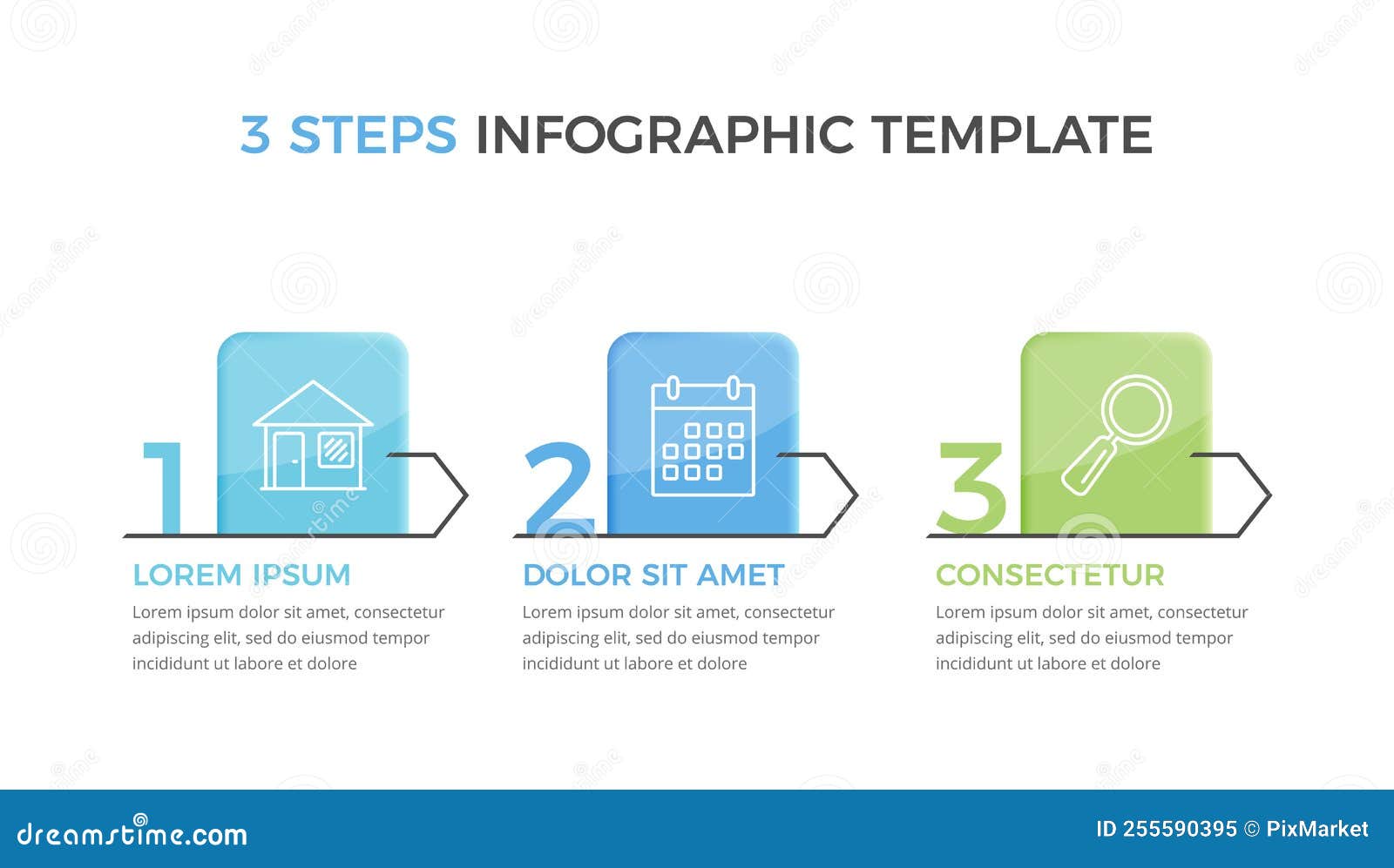 Infographic Template with 3 Steps Stock Vector - Illustration of ...
