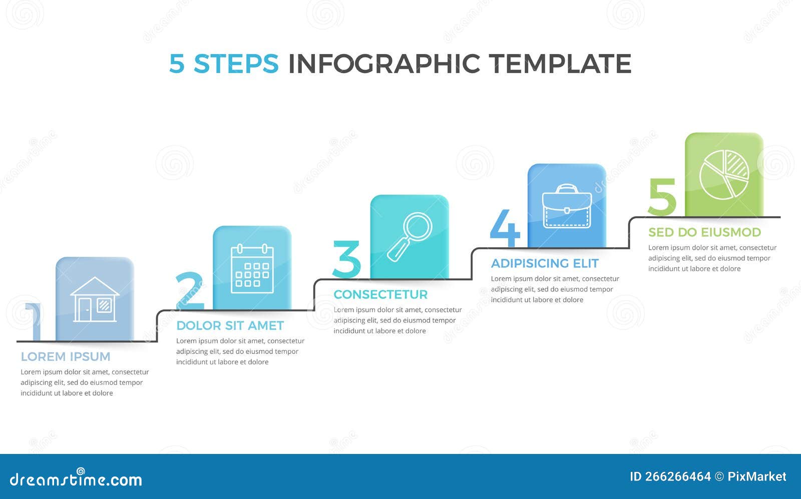 Infographic Template with 5 Steps Stock Vector - Illustration of five ...