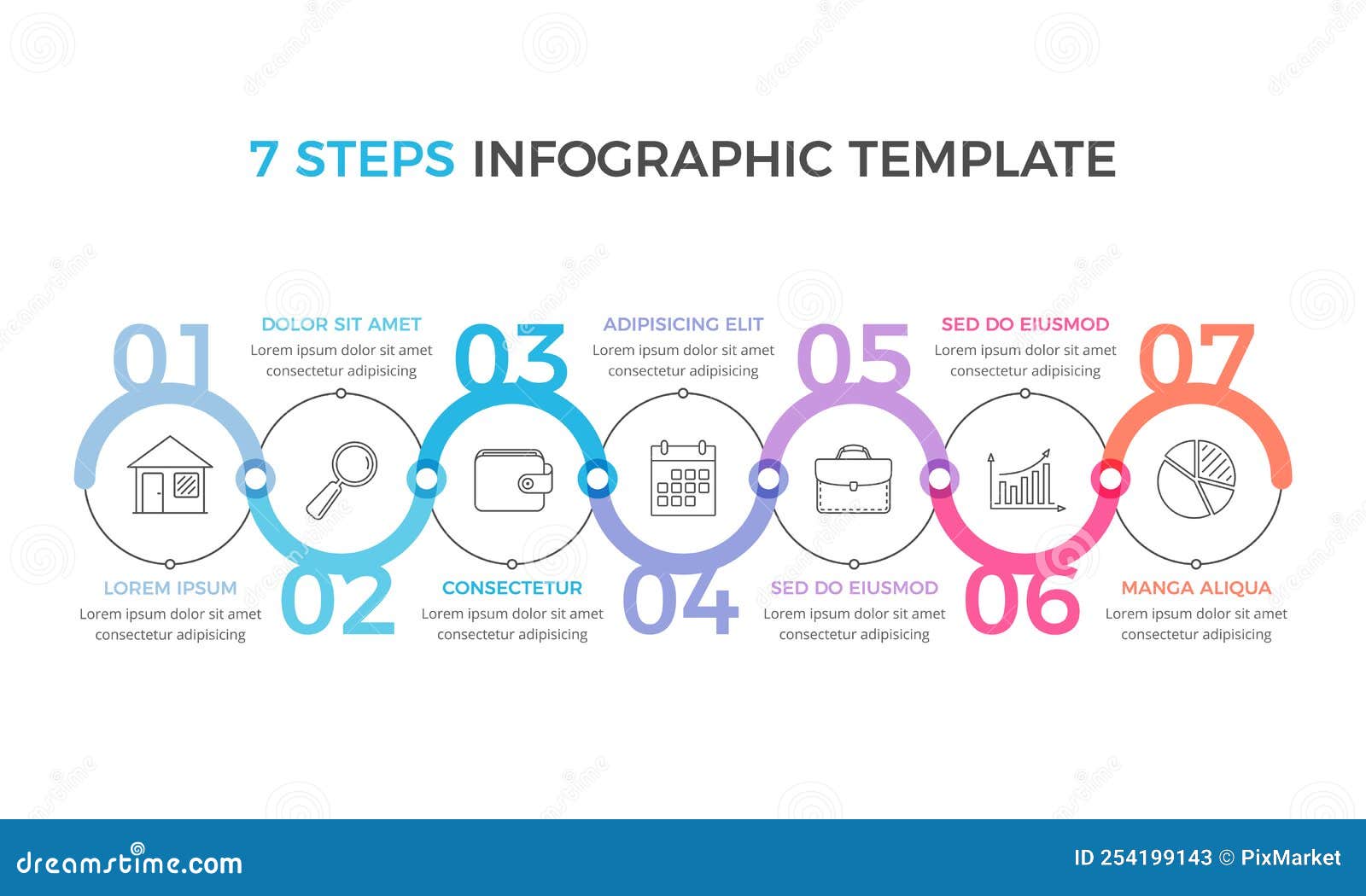 Infographic Template with 7 Steps Stock Vector - Illustration of ...