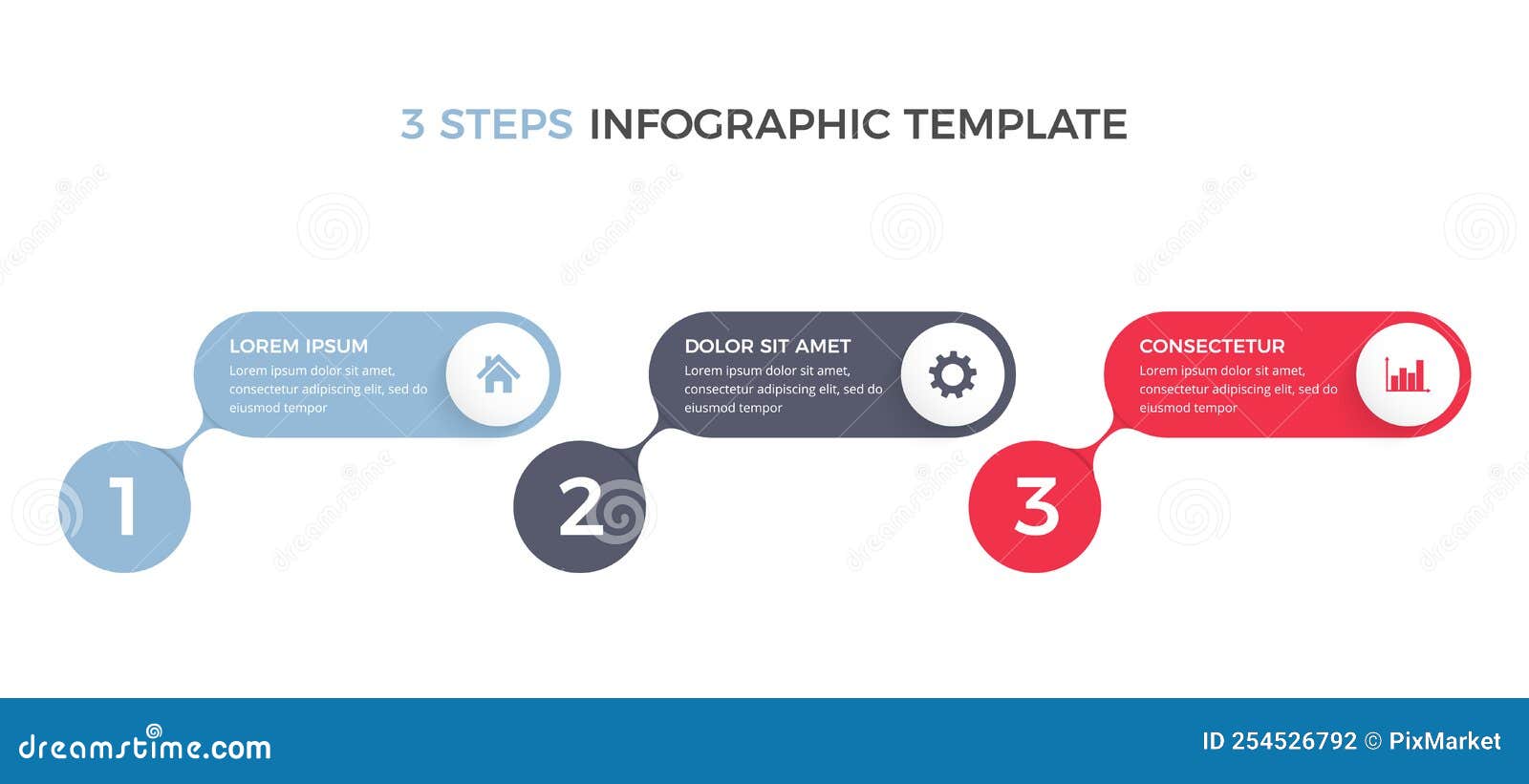 Steps 1 To 5 Numbers Gears Process System Procedure 3d Illustration ...