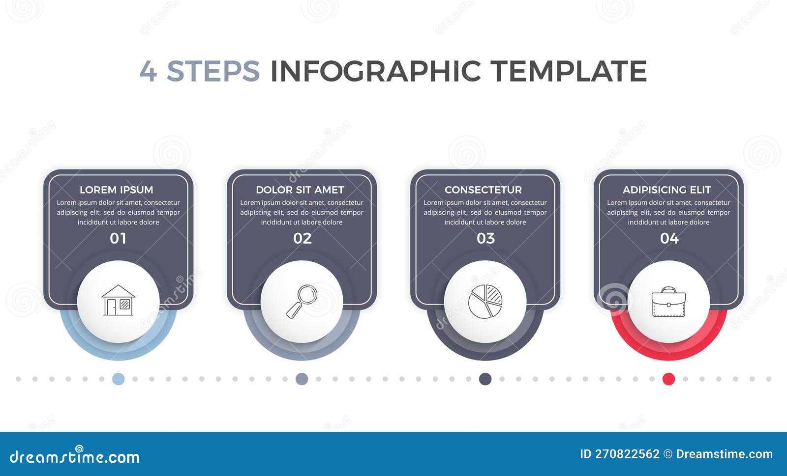 Infographic Template with 4 Steps Stock Vector - Illustration of number ...