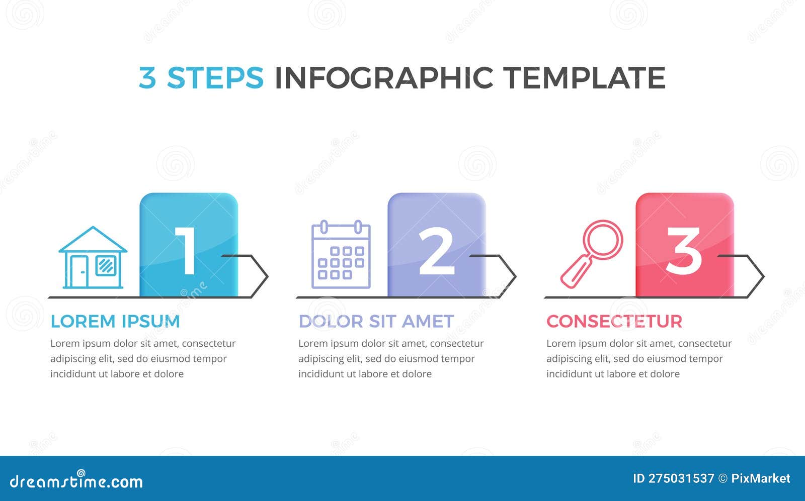 Infographic Template with 3 Steps Stock Illustration - Illustration of ...