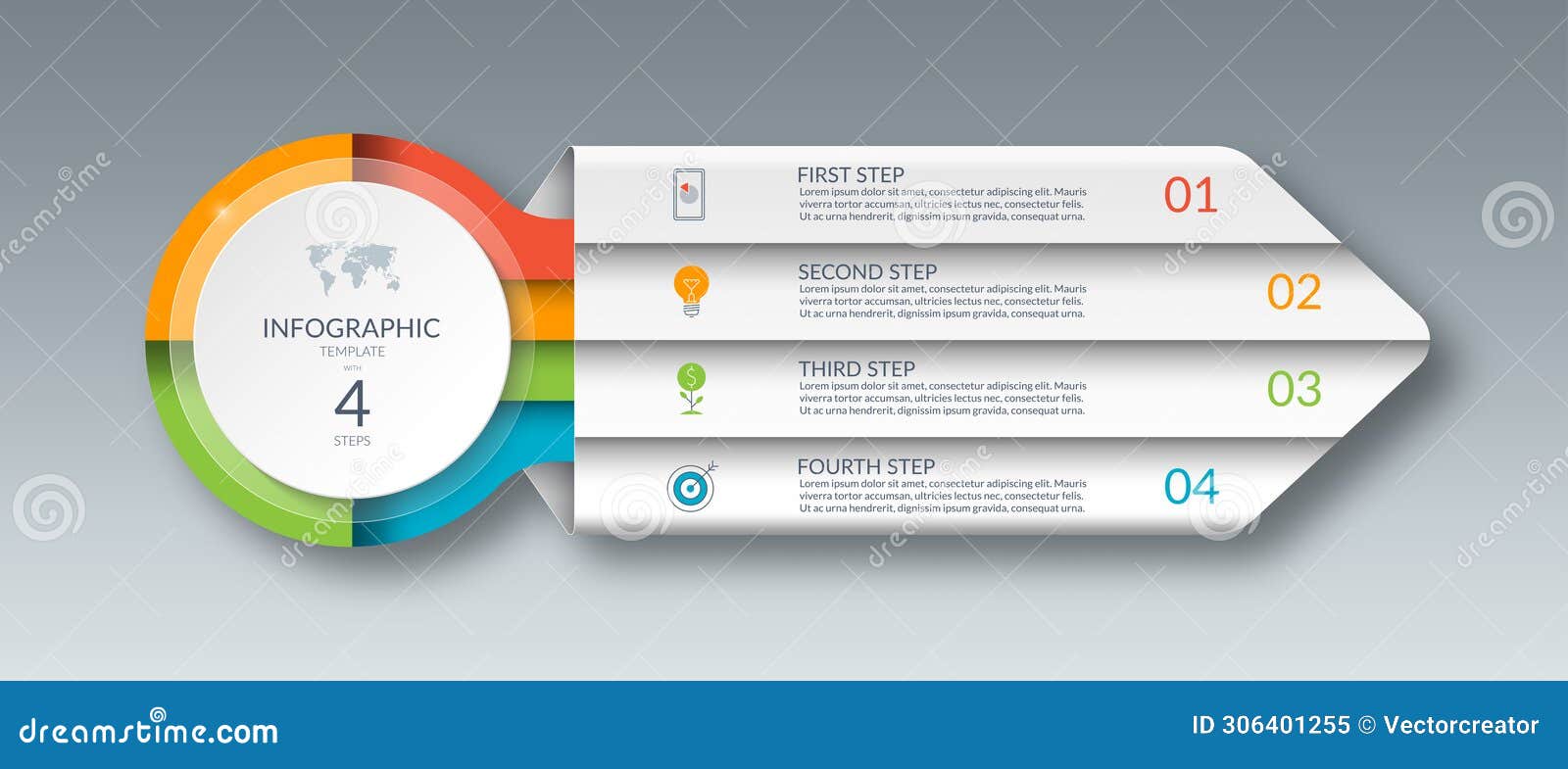 Infographic Template with 4 Steps, Options, Parts. 4-step Vector Banner ...