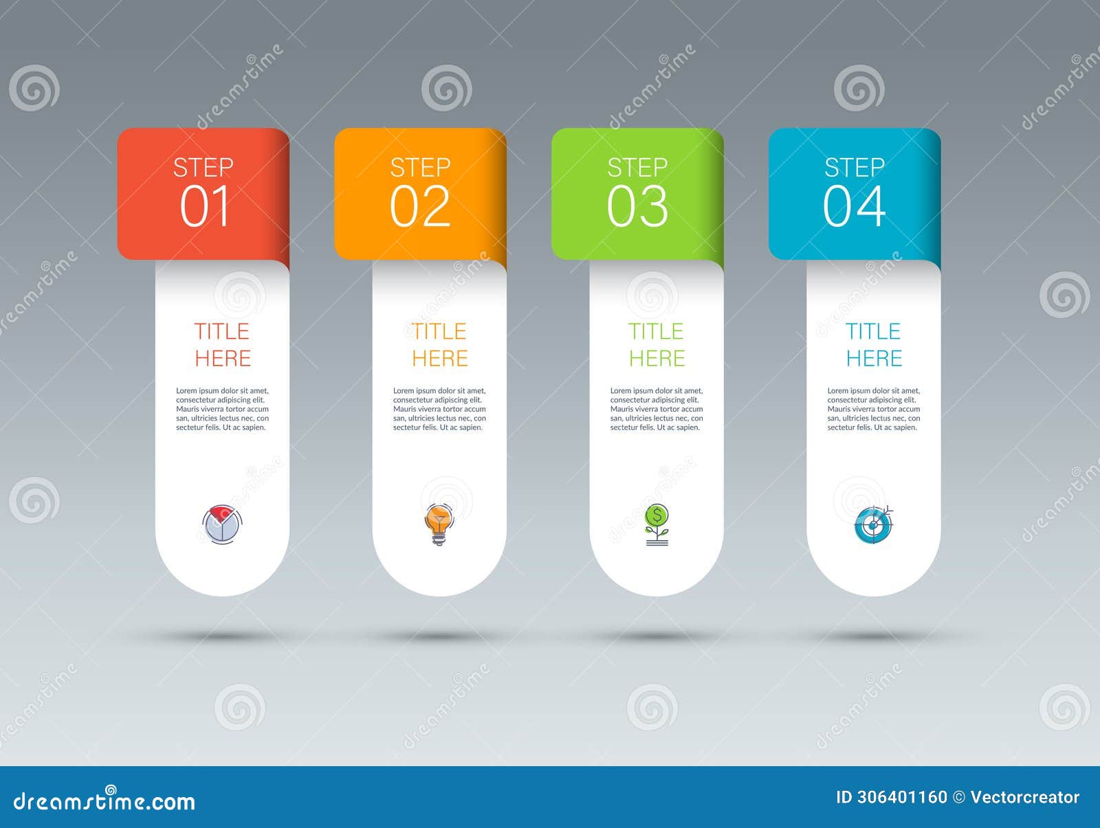 Infographic Template with 4 Steps, Options, Vertical Design Elements ...