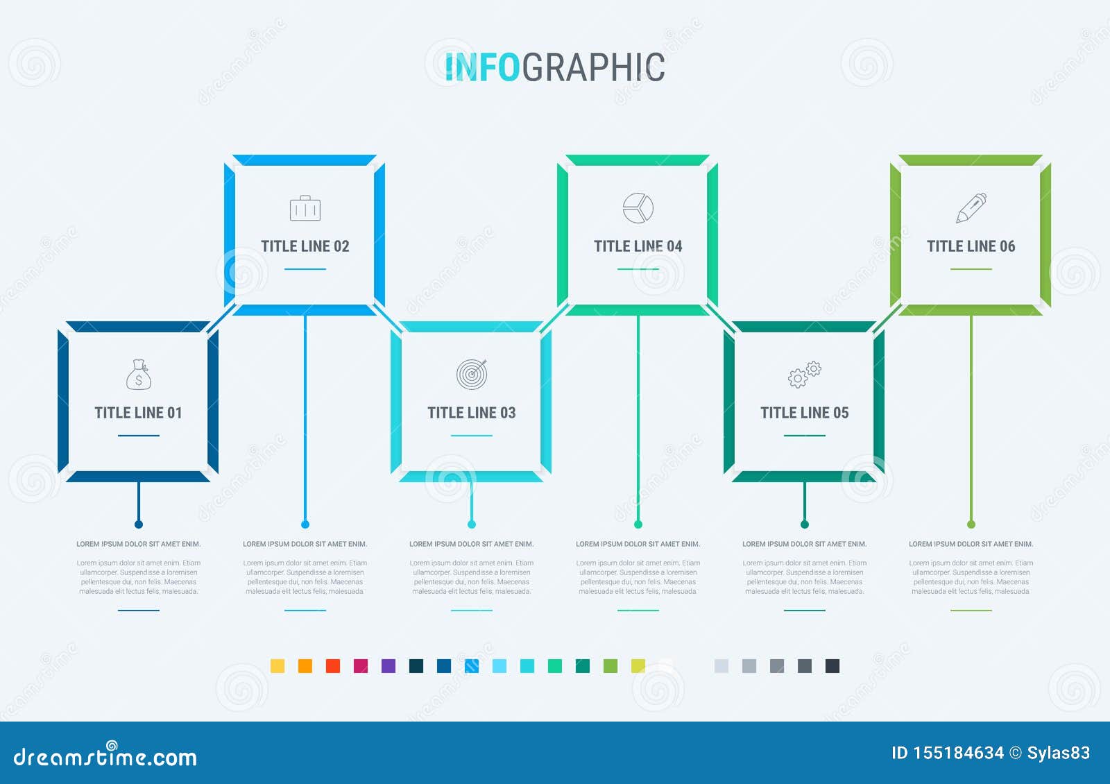 Infographic Template. 6 Steps Square Design with Beautiful Colors ...
