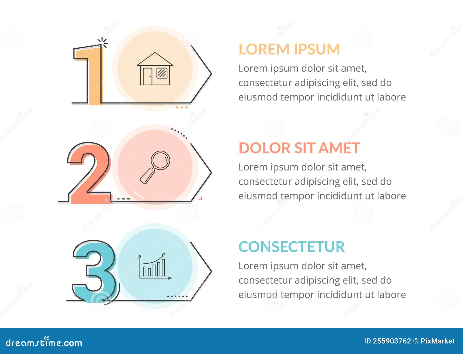 Infographic Template with 3 Steps Stock Vector - Illustration of graph ...