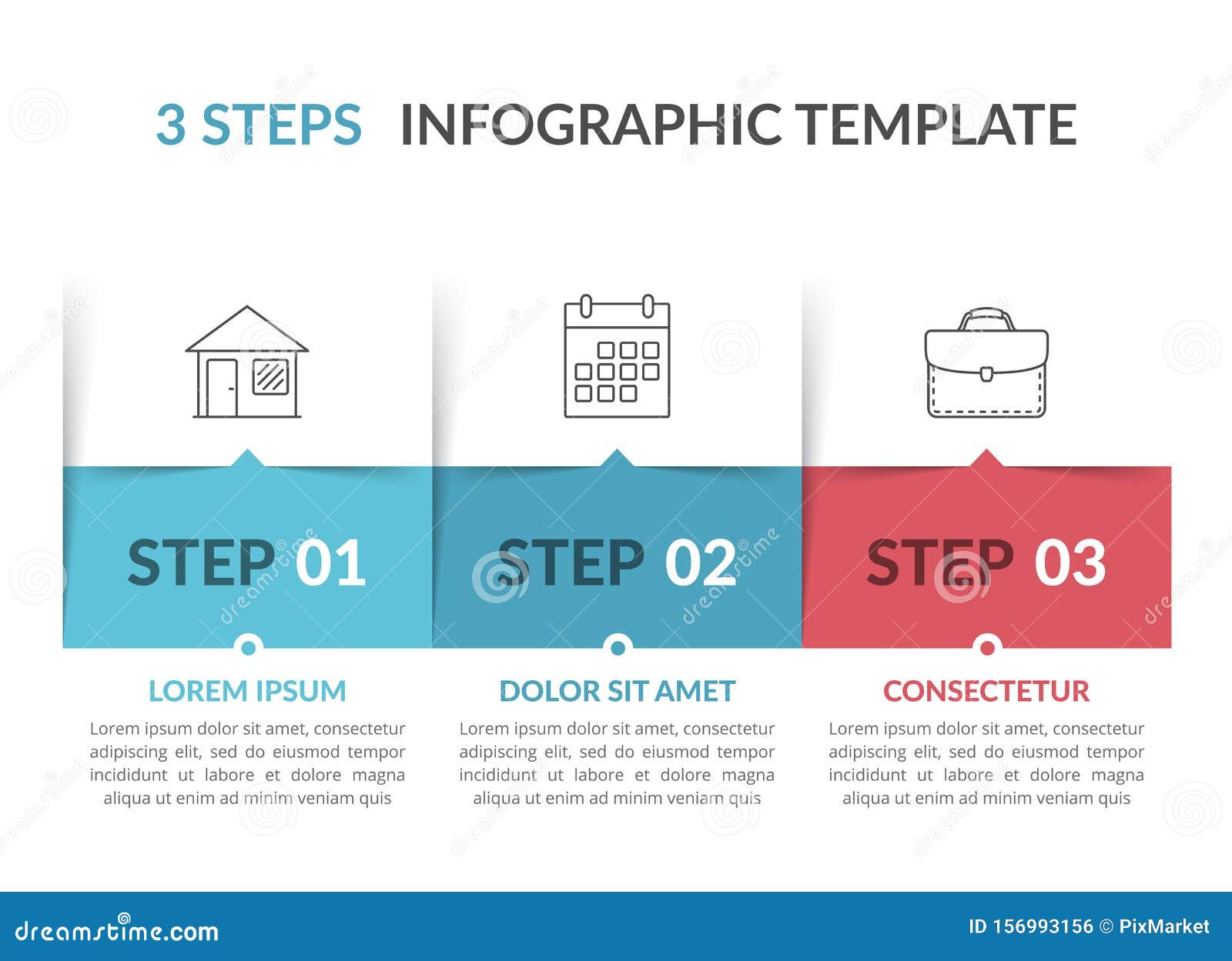 Infographic Template with 3 Steps Stock Vector - Illustration of ...