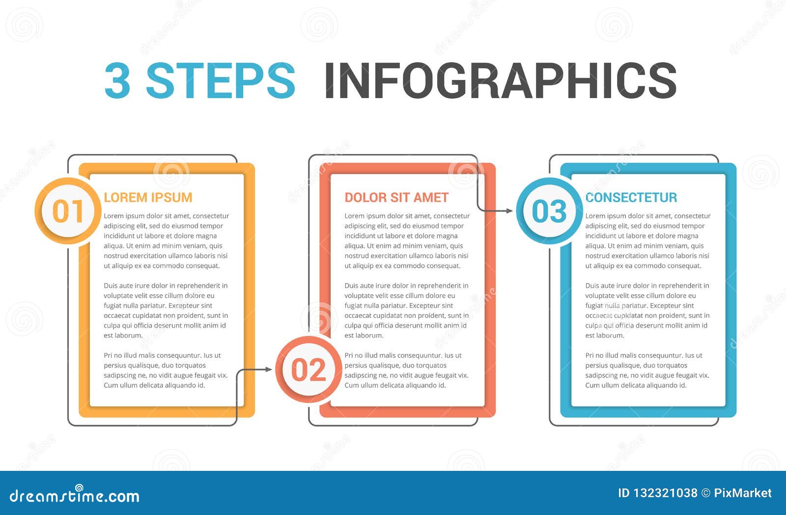 Infographic Template with 3 Steps Stock Vector - Illustration of ...