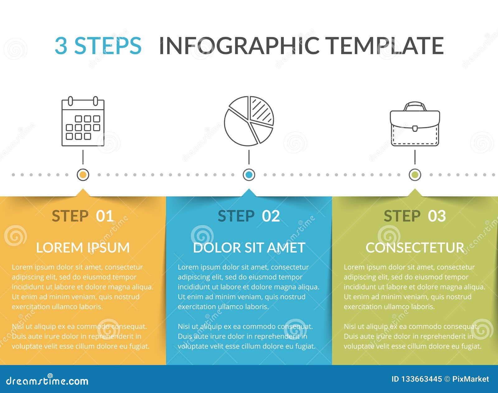 Infographic Template with 3 Steps Stock Vector - Illustration of ...
