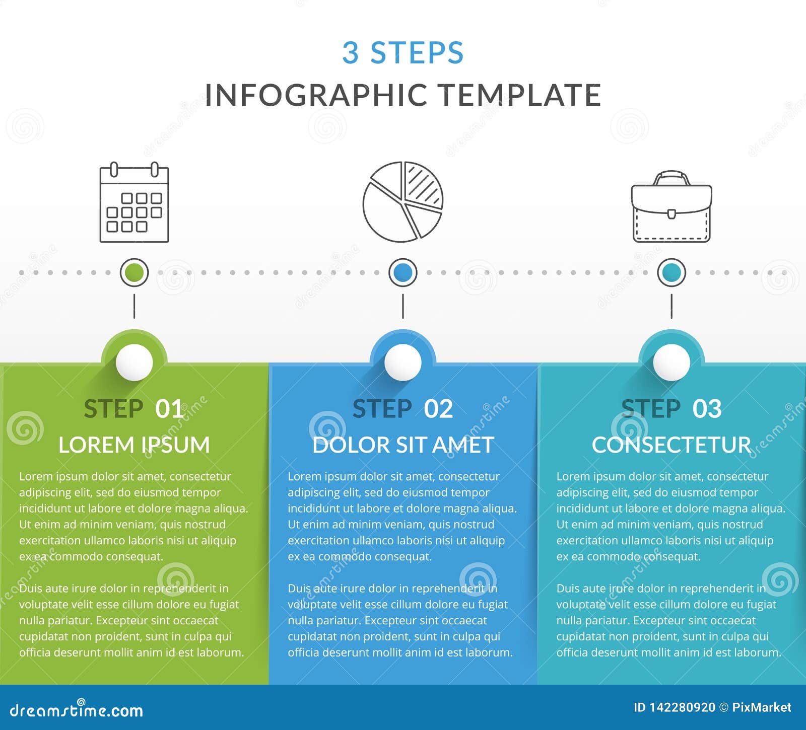 Infographic Template with 3 Steps Stock Vector - Illustration of ...