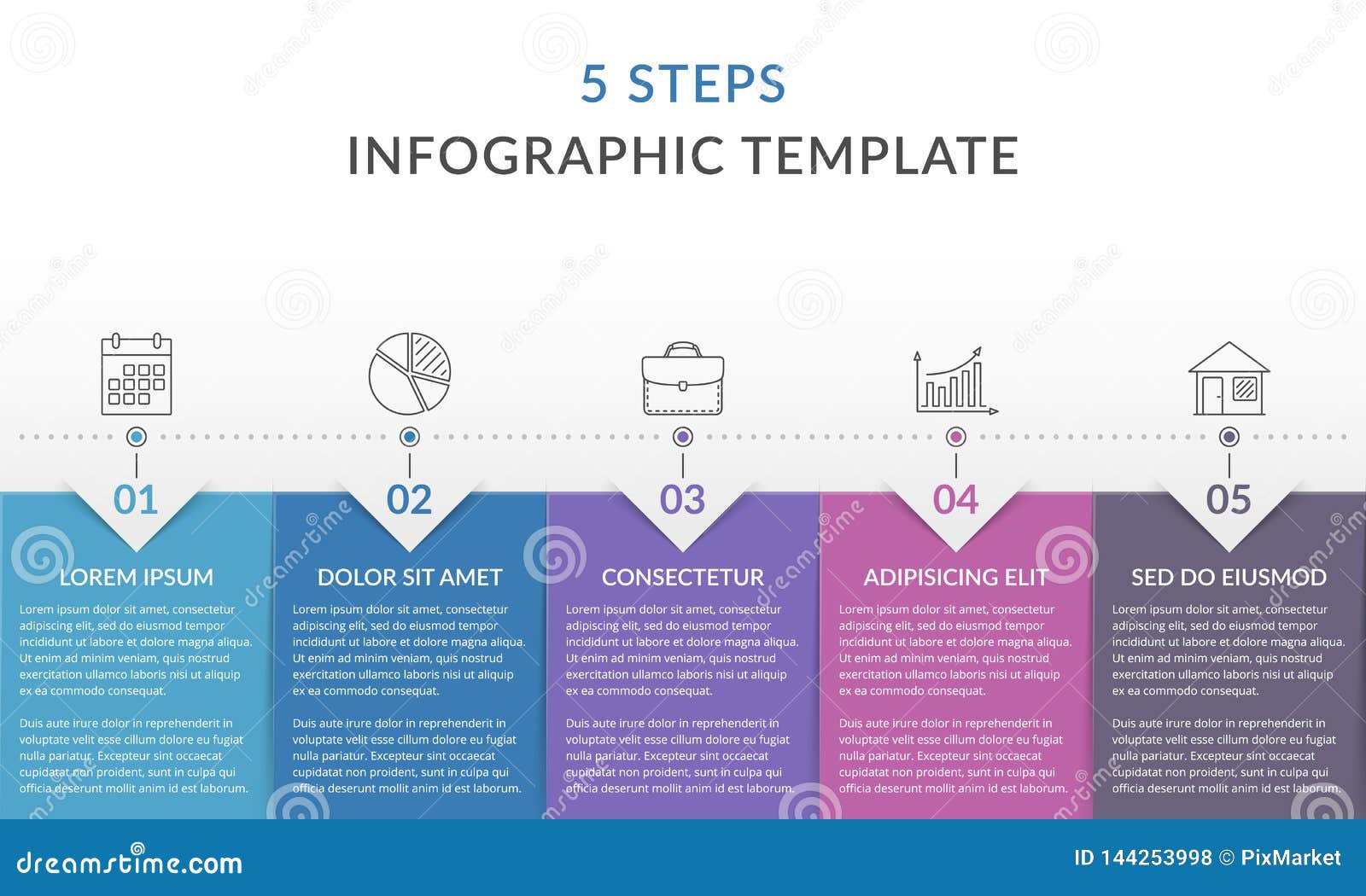Infographic Template with 5 Steps Stock Vector - Illustration of ...