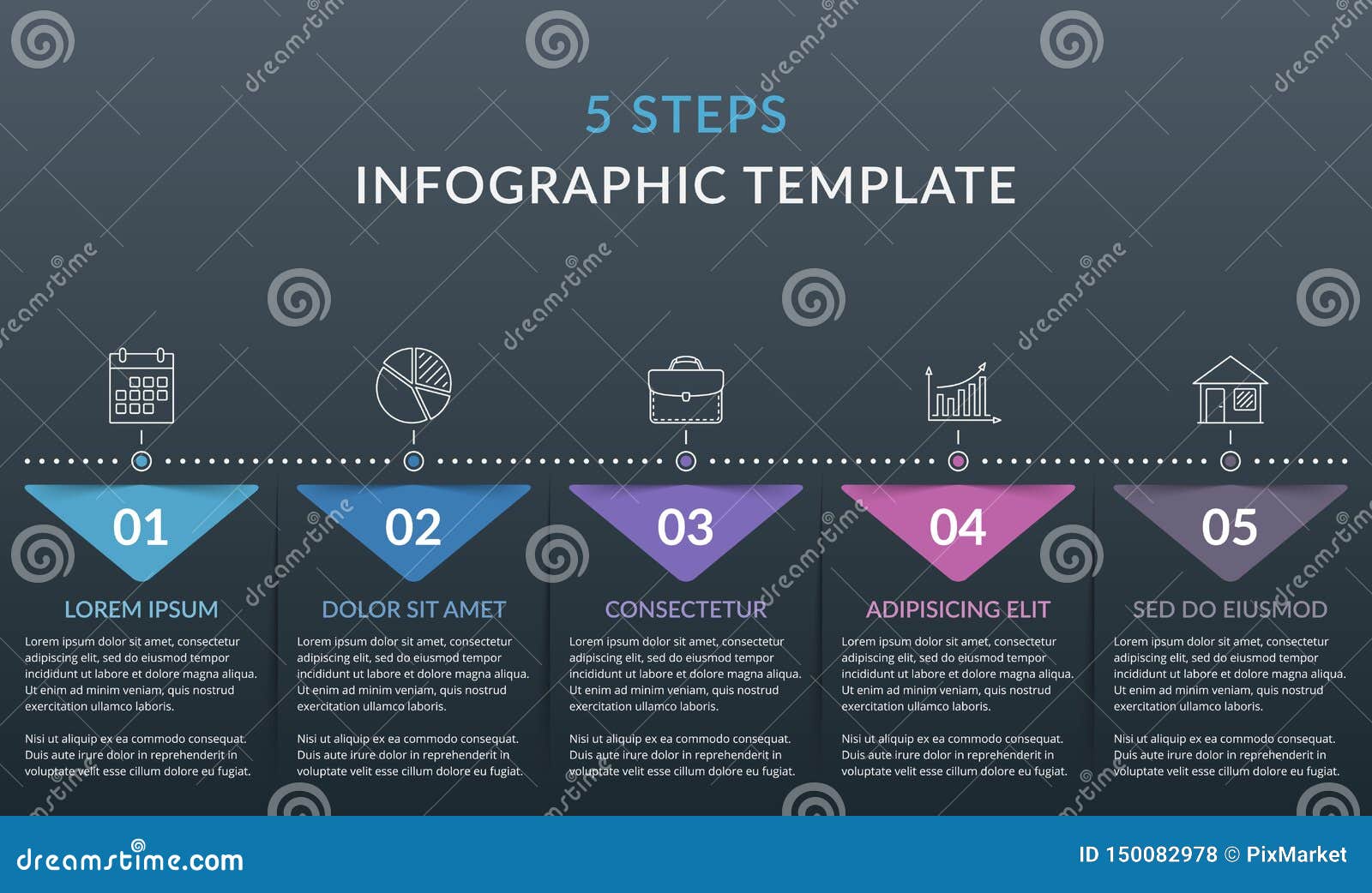 Infographic Template with 5 Steps Stock Vector - Illustration of connection, infographics: 150082978