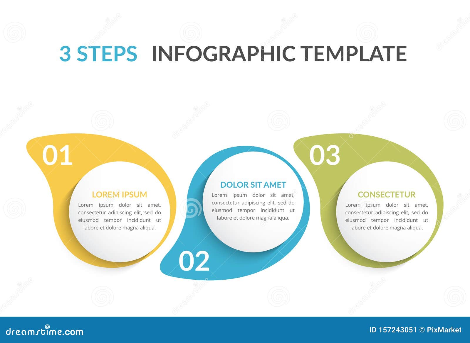 Infographic Template with 3 Steps Stock Vector - Illustration of ...