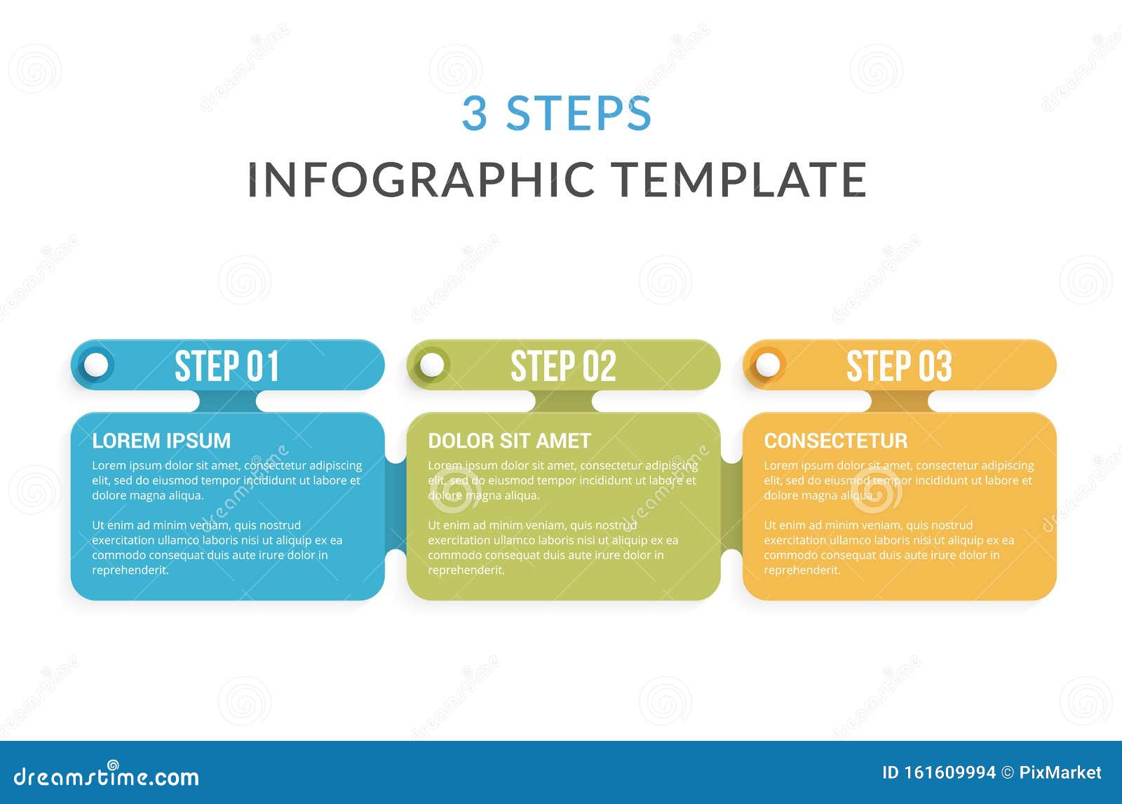 Infographic Template with 3 Steps Stock Vector - Illustration of ...