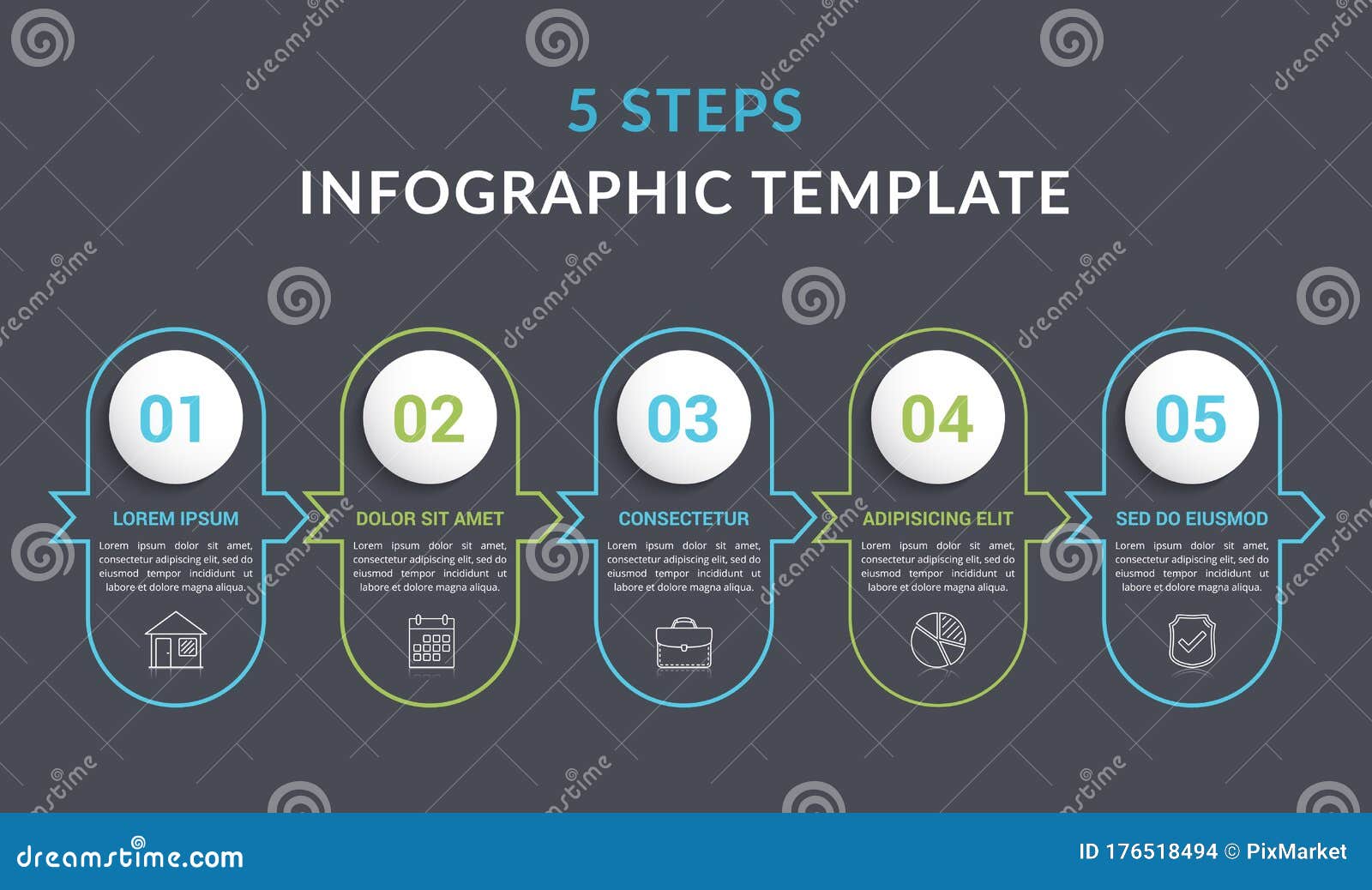 Infographic Template with 5 Steps Stock Vector - Illustration of ...