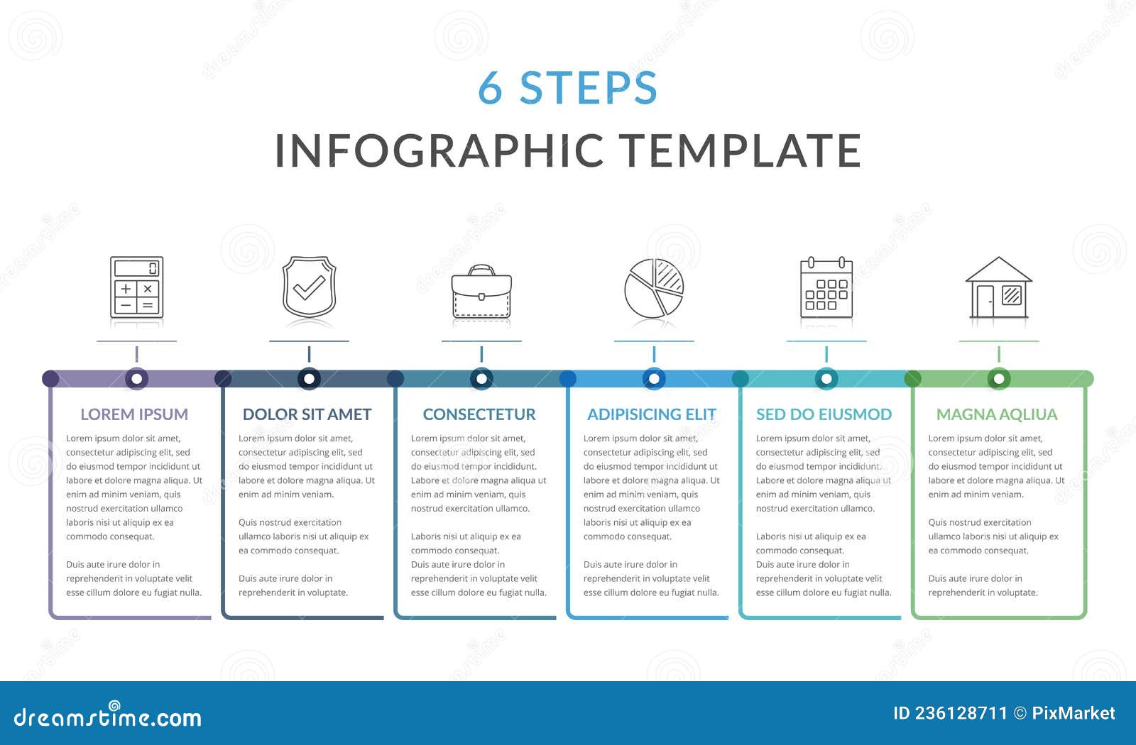 Infographic Template with 6 Steps Stock Vector - Illustration of step ...