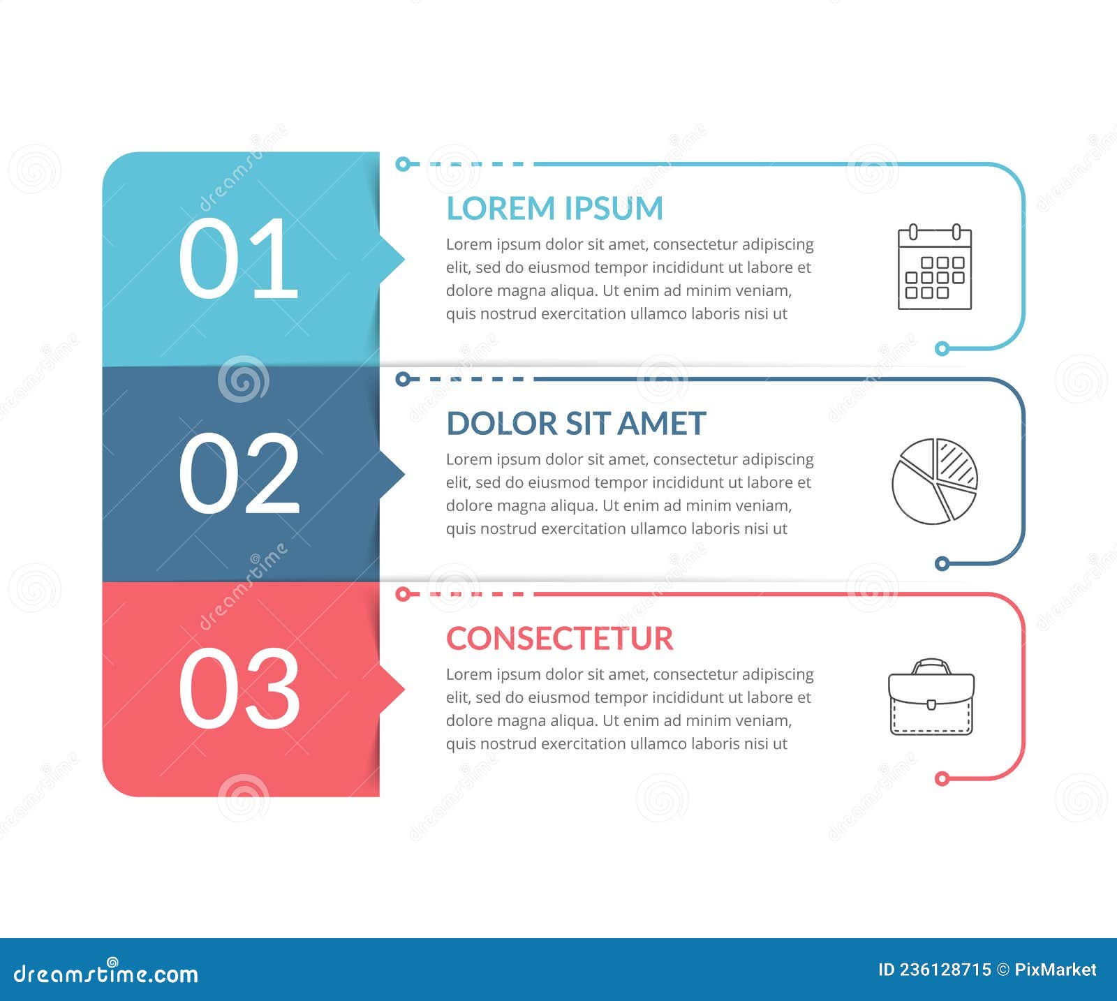Infographic Template with 3 Steps Stock Vector - Illustration of flow ...