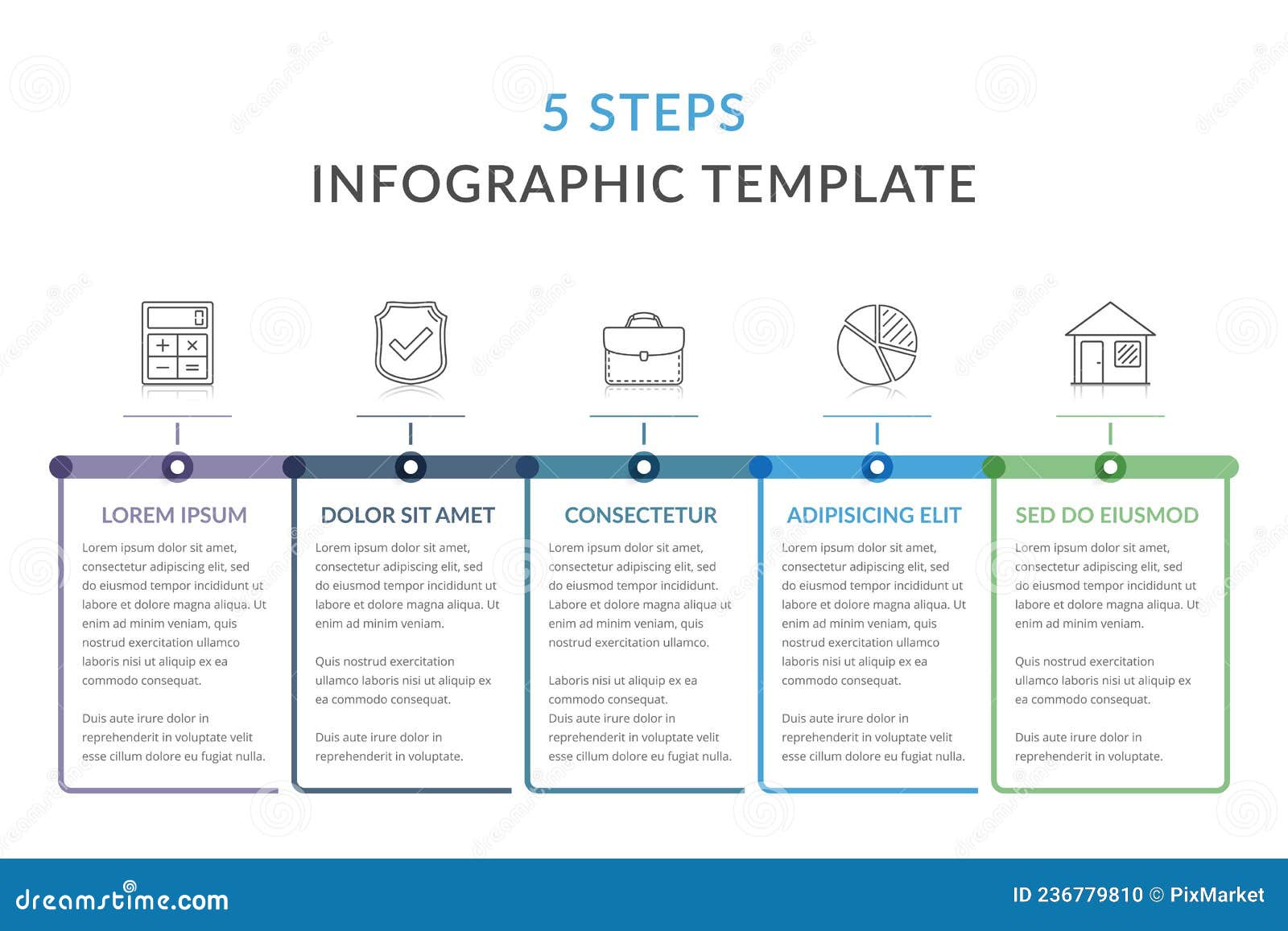 Infographic Template with 5 Steps Stock Illustration - Illustration of infochart, layout: 236779810