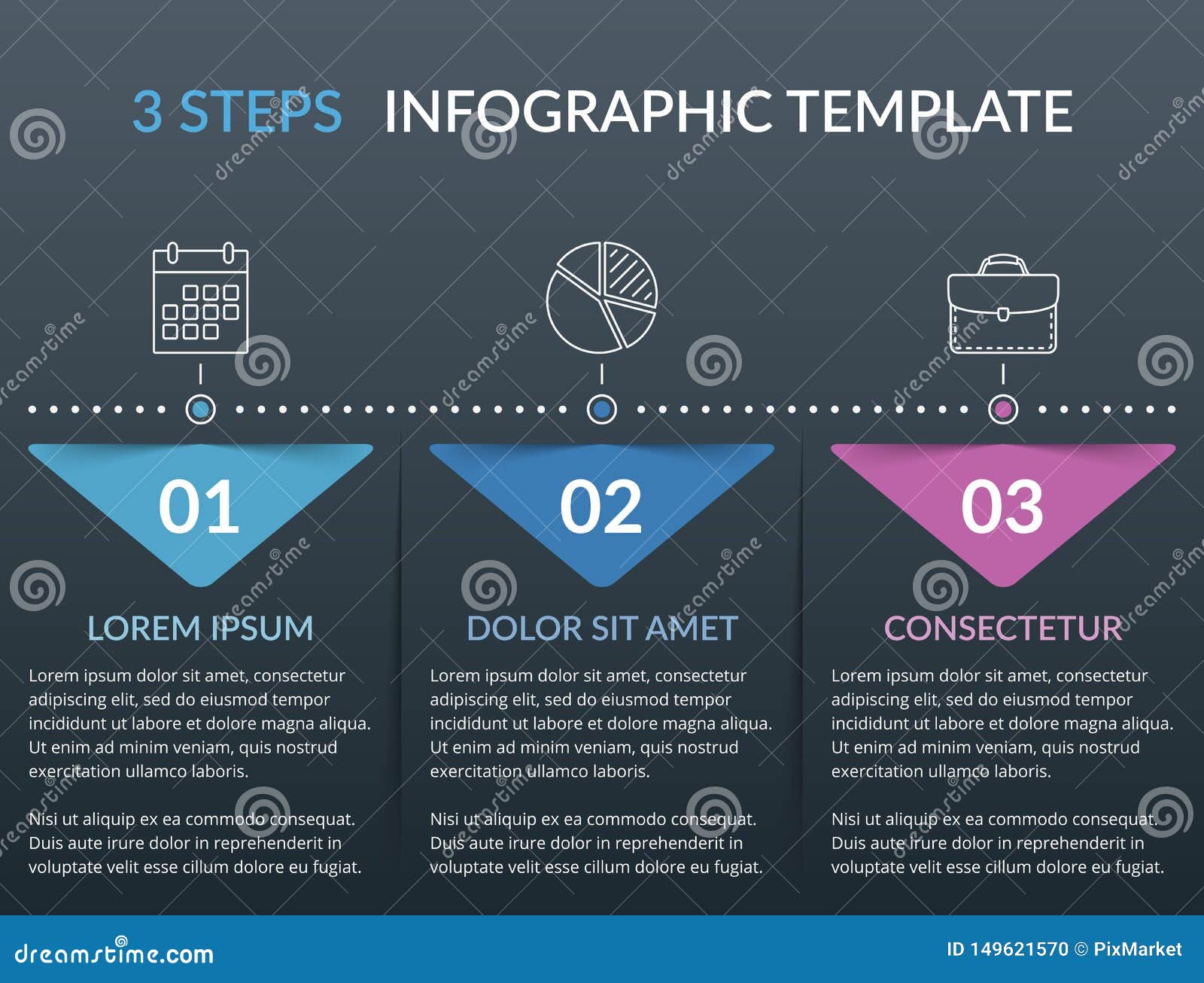 Infographic Template with 3 Steps Stock Vector - Illustration of ...