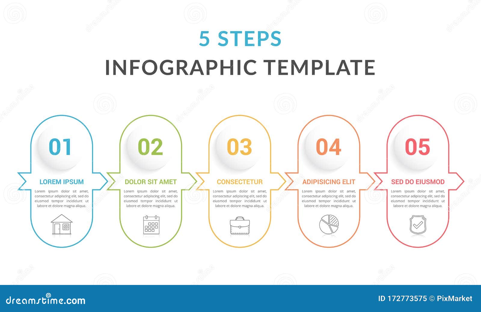 Infographic Template with 5 Steps Stock Vector - Illustration of ...