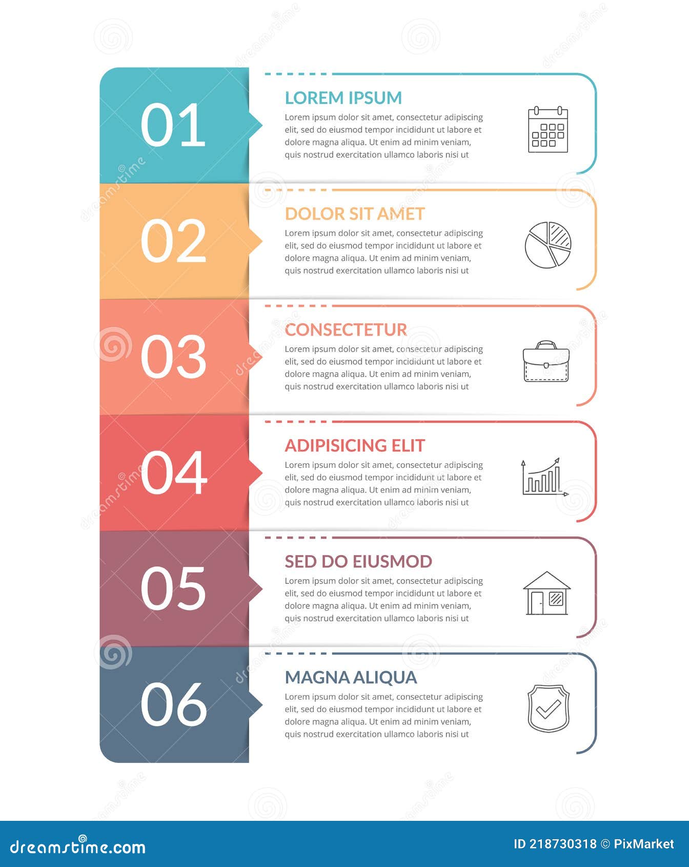 Infographic Template with 6 Steps Stock Vector - Illustration of option ...