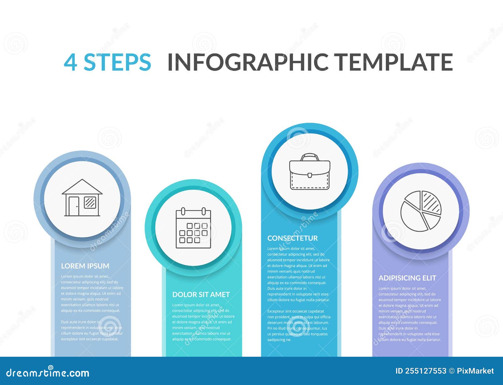 Infographic Template with 4 Steps Stock Vector - Illustration of number ...