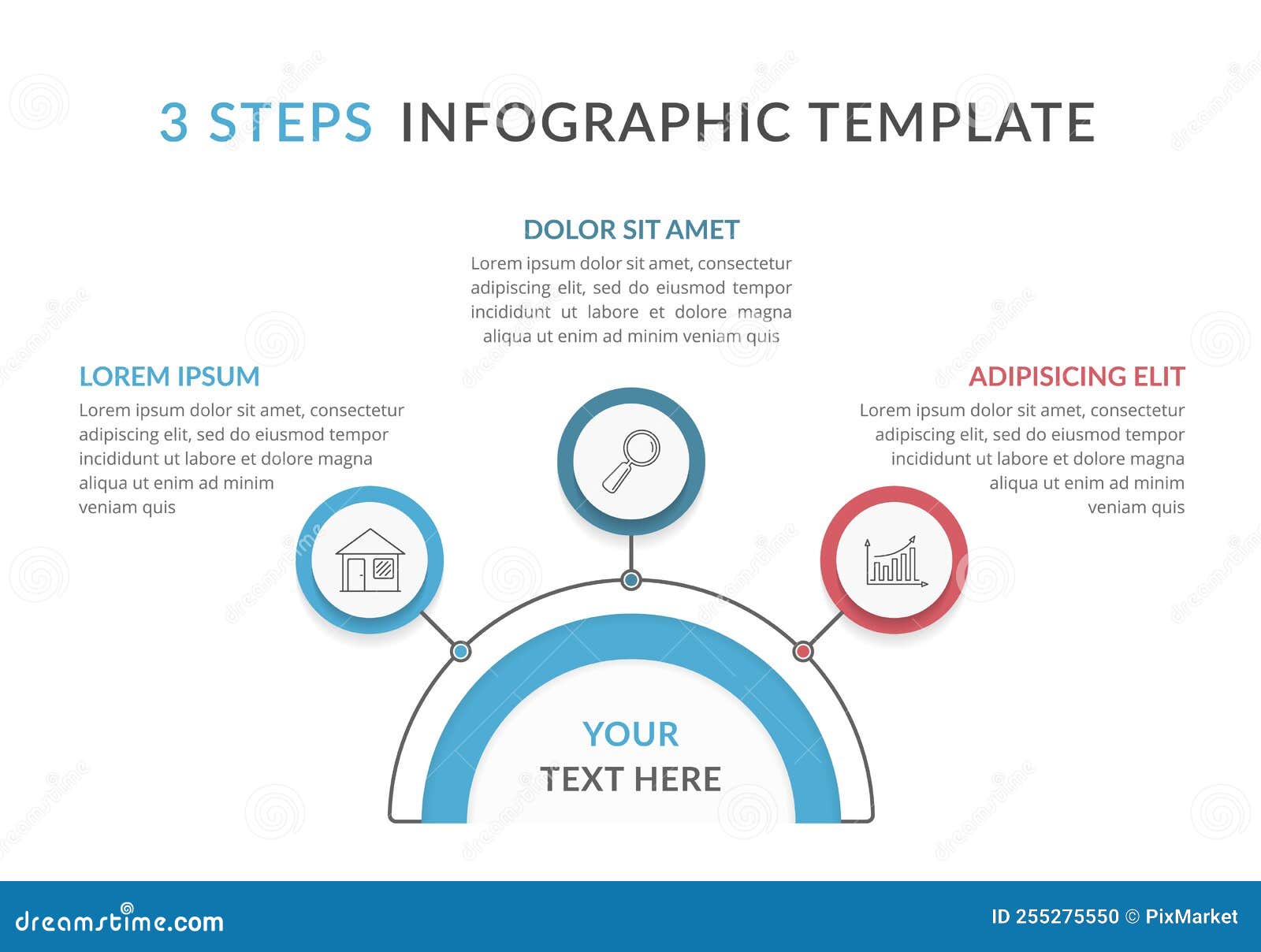 Infographic Template with 3 Steps Stock Vector - Illustration of ...