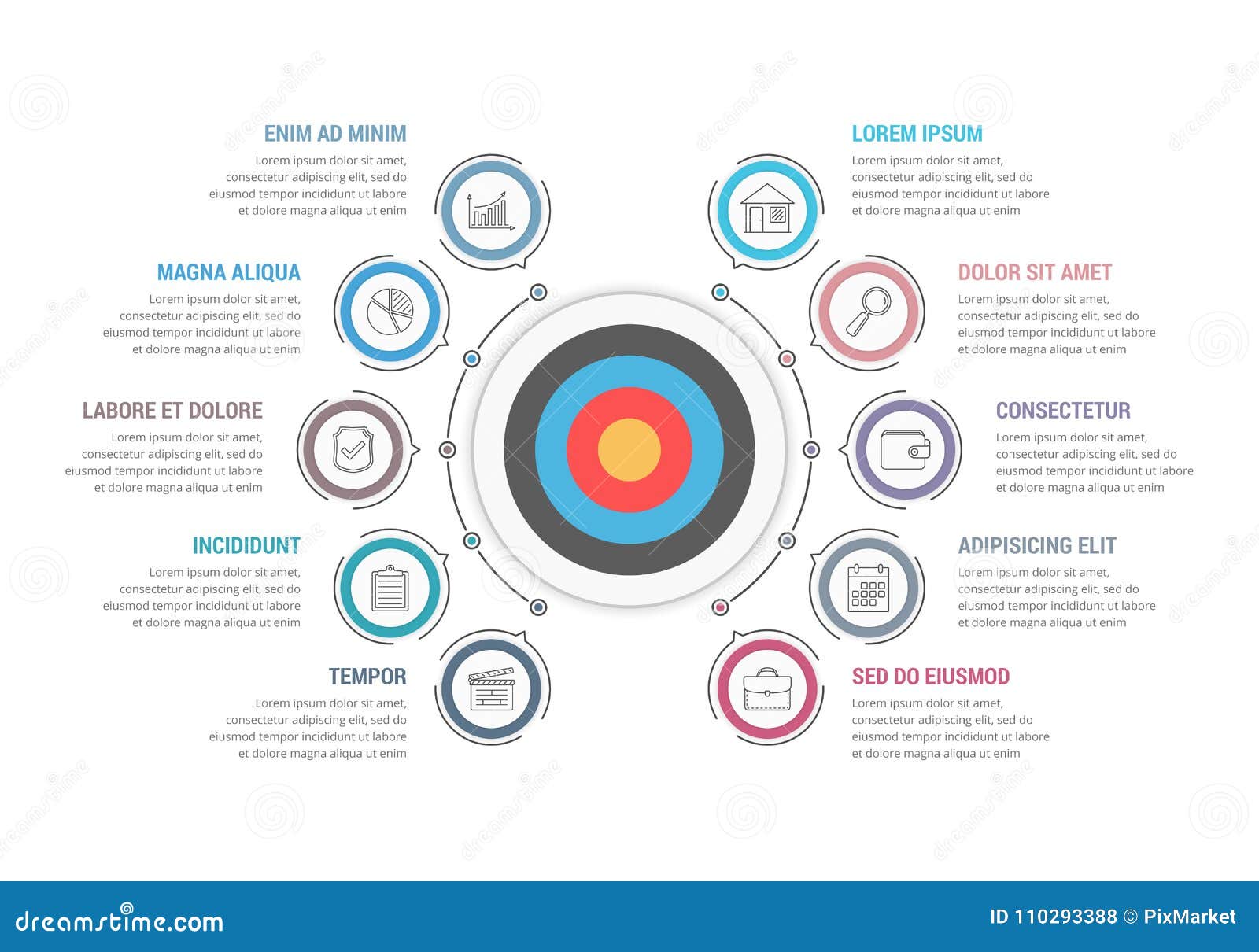Infographic Template with Target Stock Vector - Illustration of design ...