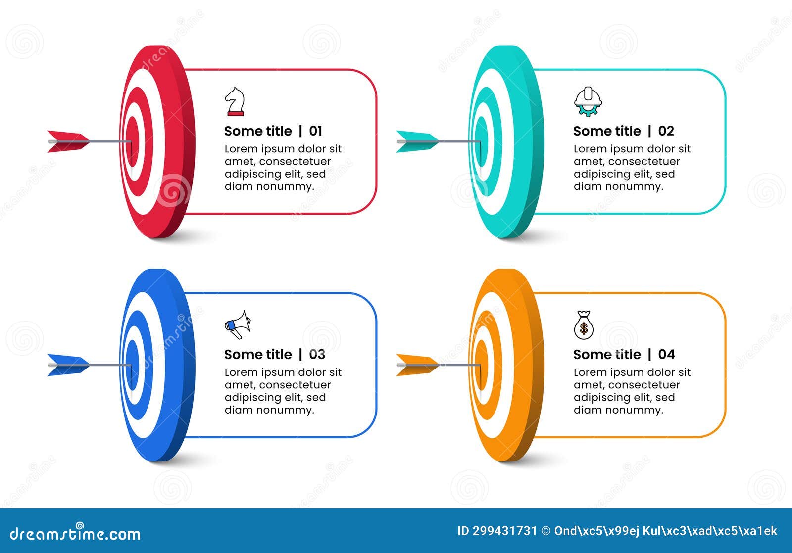 Infographic Template. 4 Targets with Icons and Text Stock Vector ...