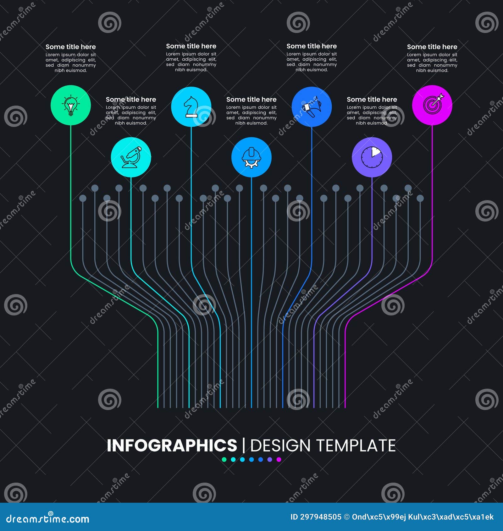 Infographic Template. Tech Tree With 7 Steps Cartoon Vector ...