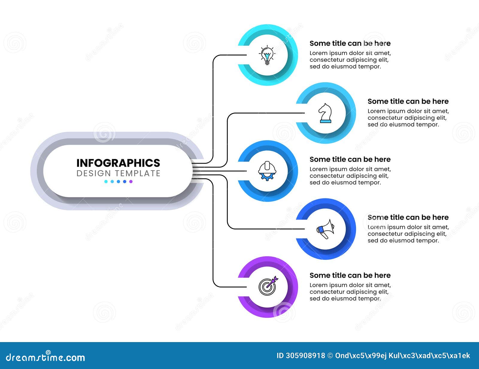 Infographic Template. Technological Concept with 5 Connected Steps ...
