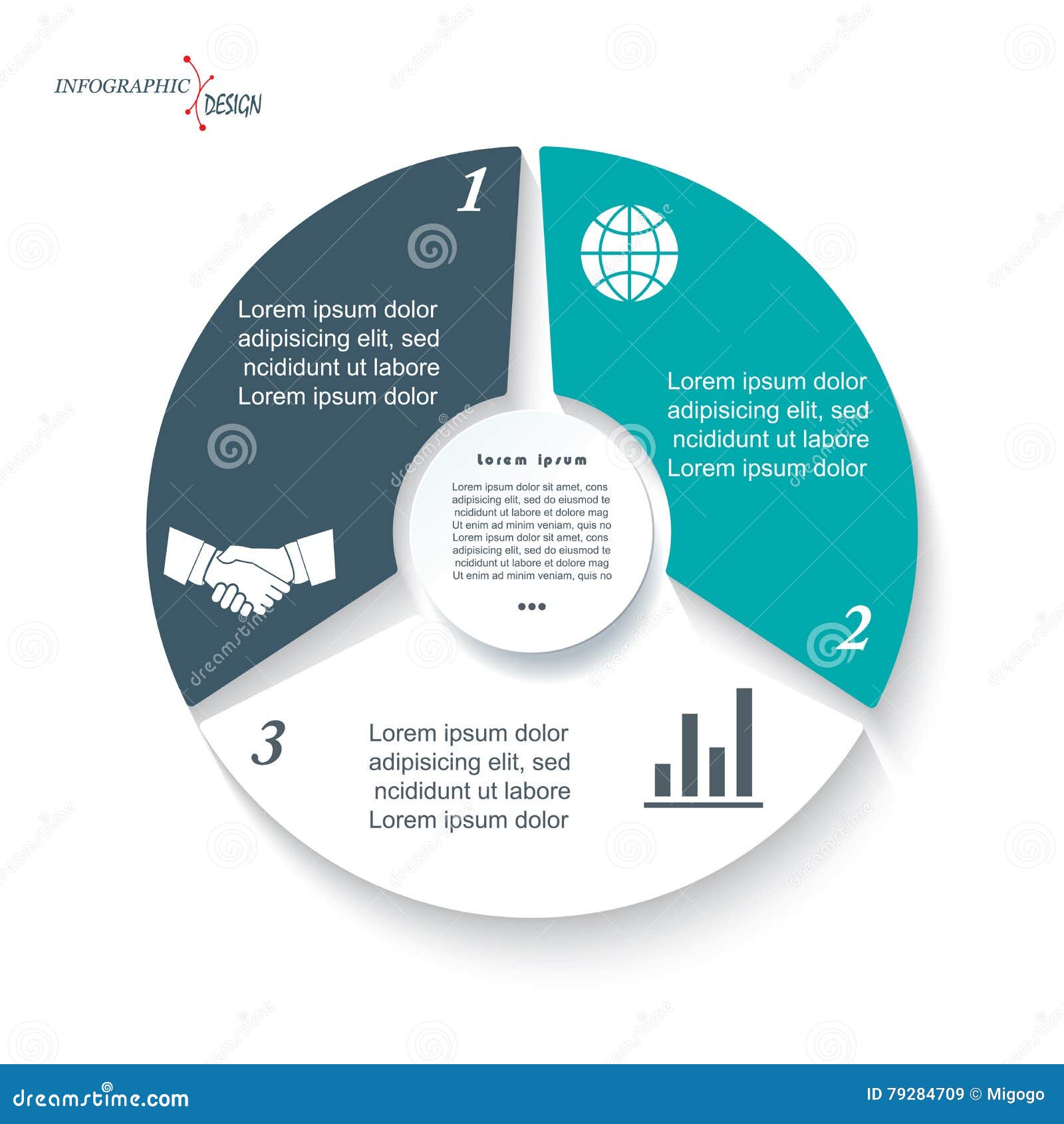 Infographic Template with Three Segments Stock Vector - Illustration of ...