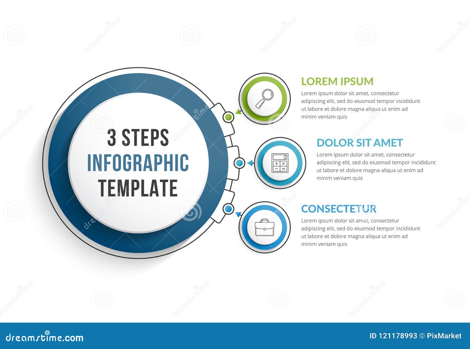 Infographic Template with Three Steps Stock Vector - Illustration of ...